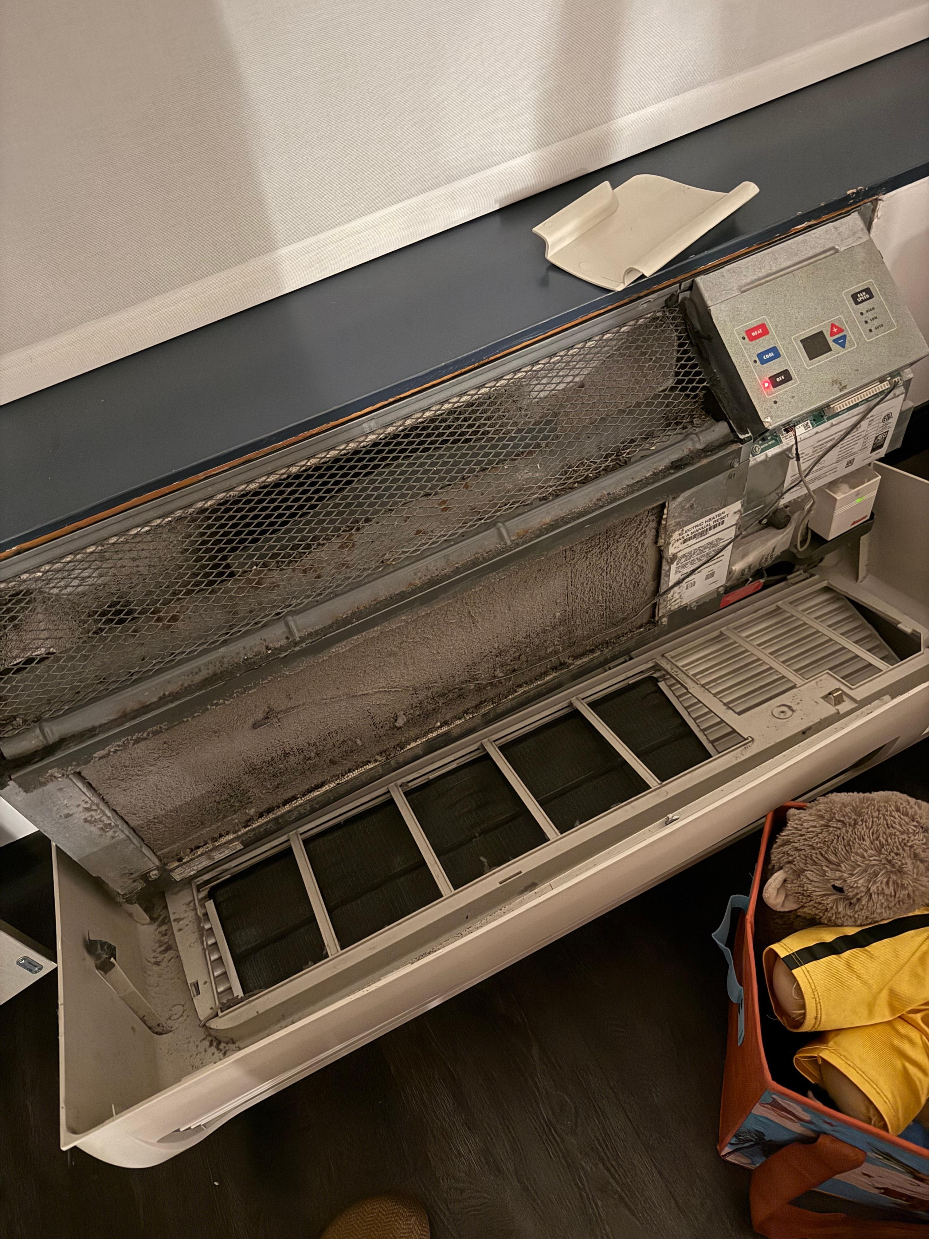 HVAC unit full of dust