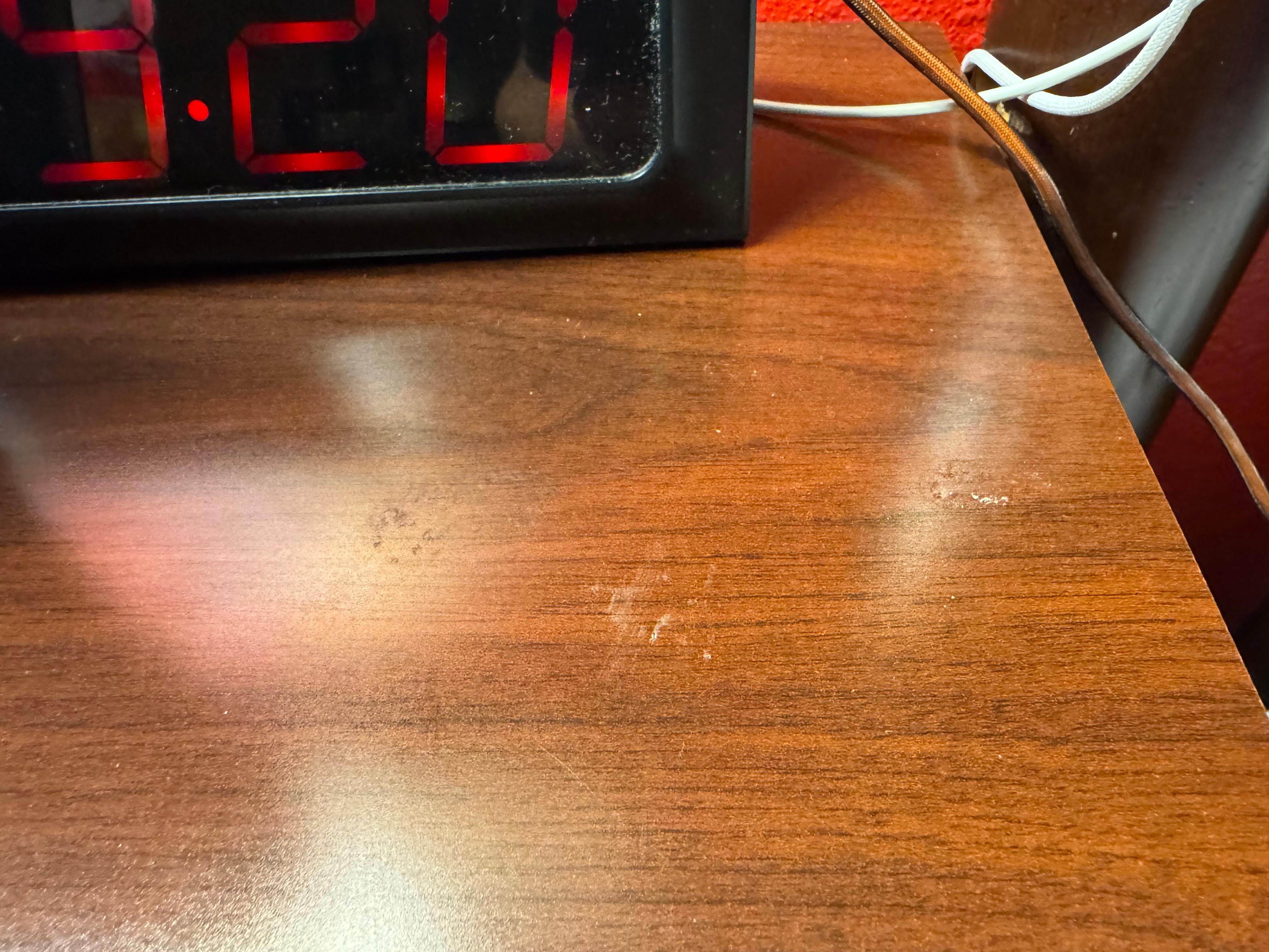 Sticky goo on nightstand 