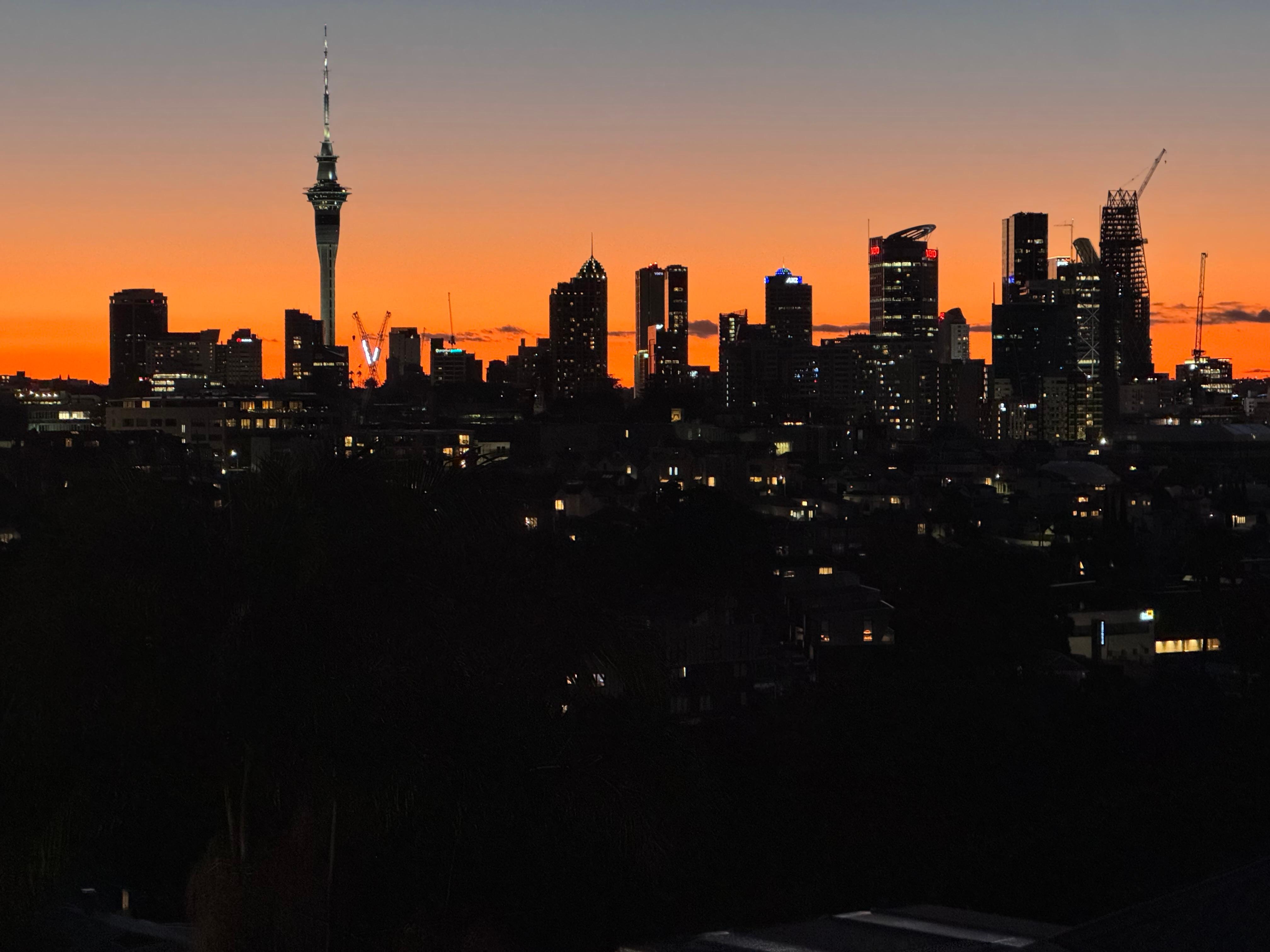 City skyline sunset