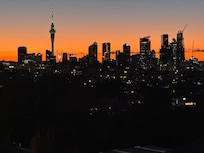 City skyline sunset