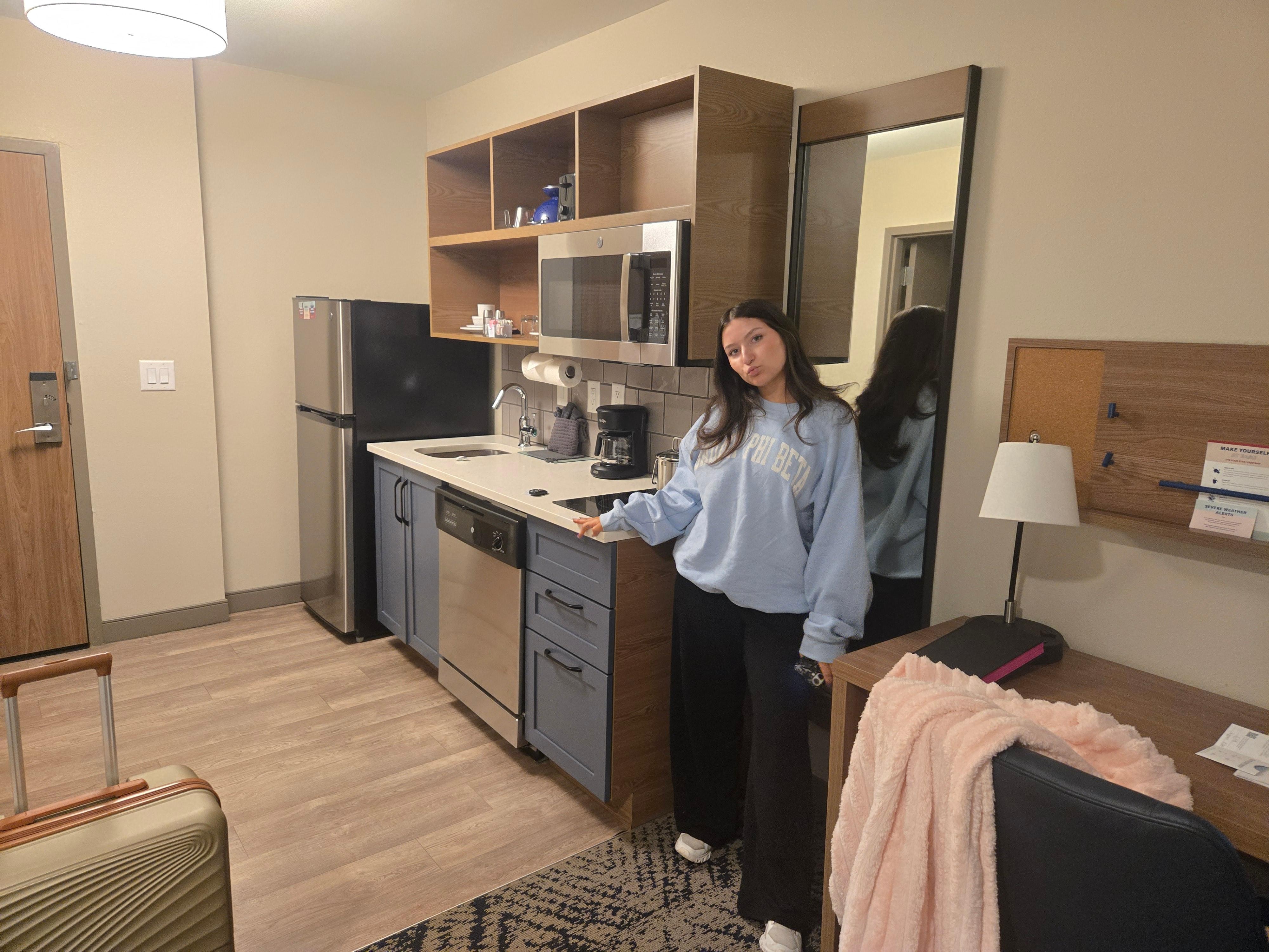 Kitchen was convenient for our long stay 