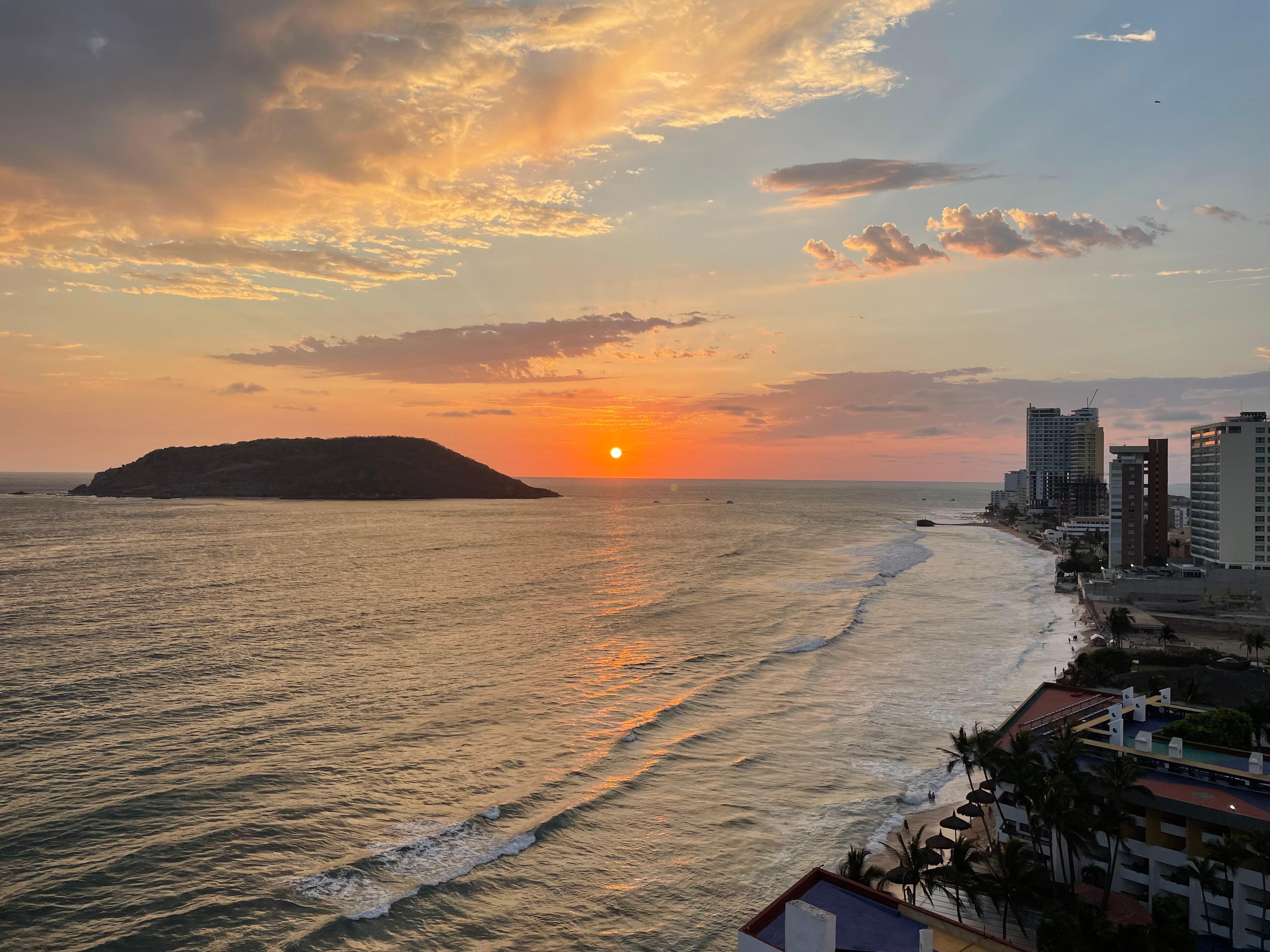 sunset sky as seen from the hotel balcony