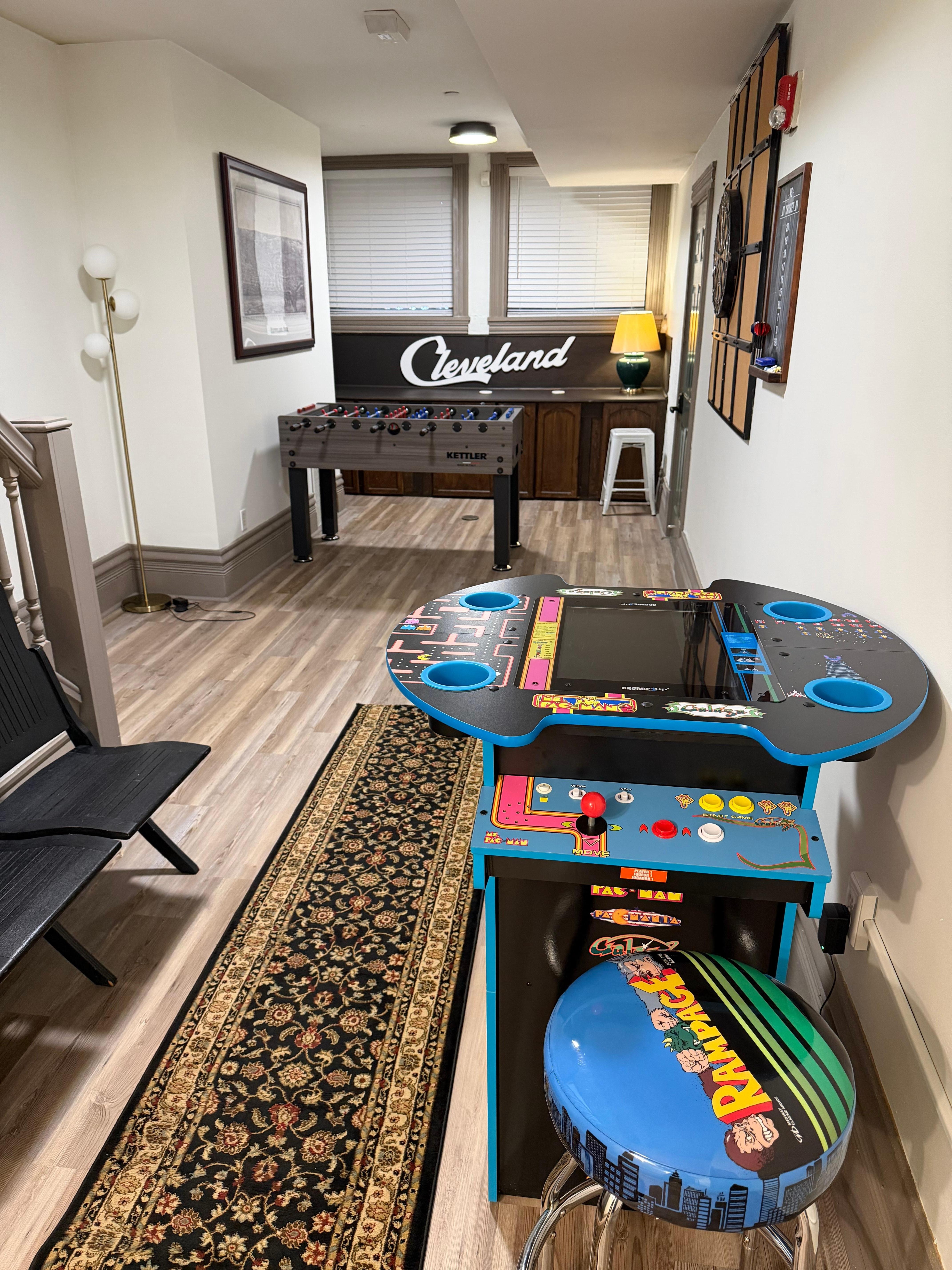 The games room in the basement