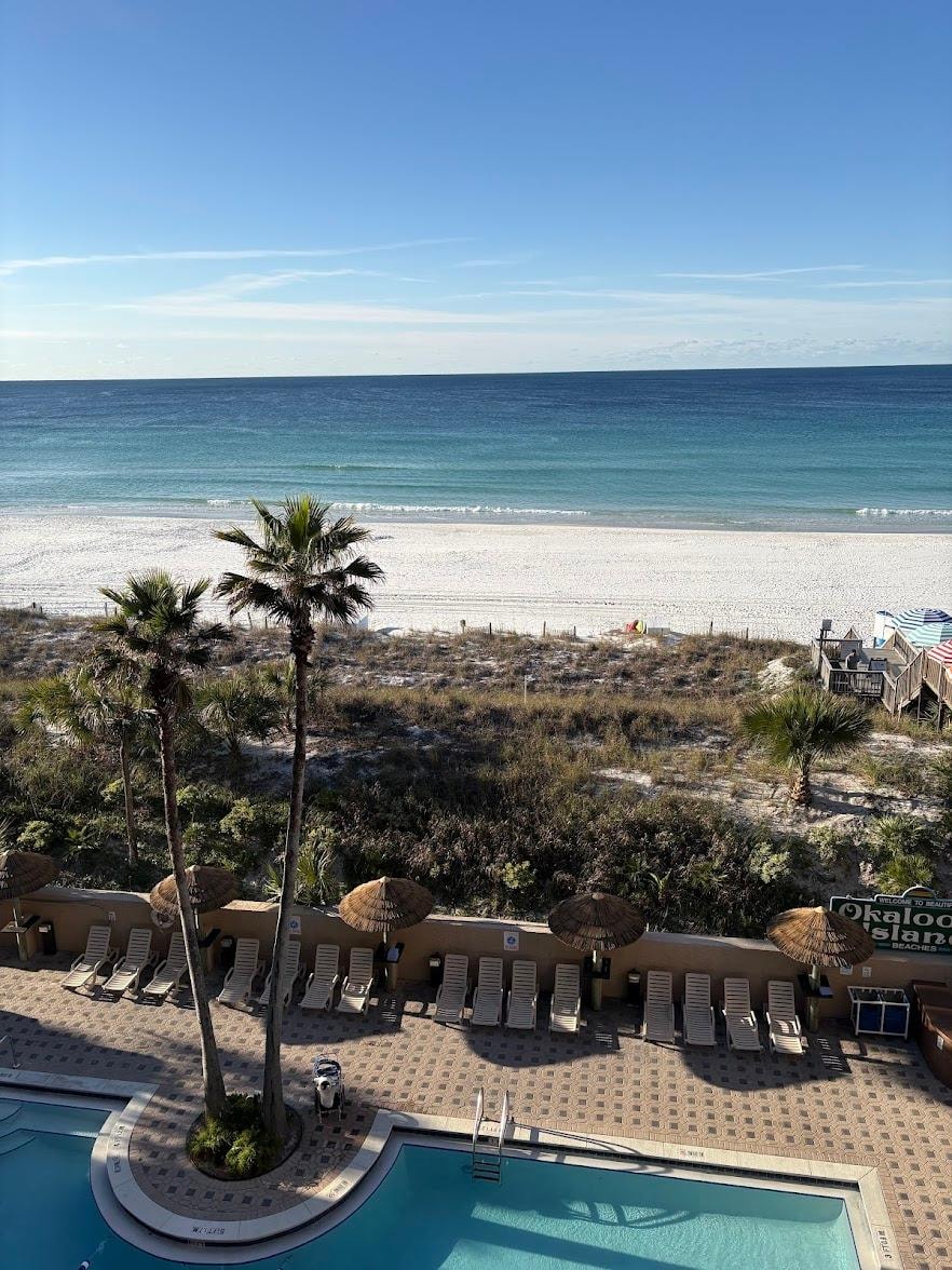 View from the balcony overlooking the pool.