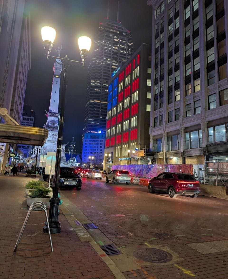 Indy is beautiful at night.