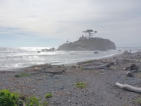 View of Battery Pt Lighthouse from hotel beach