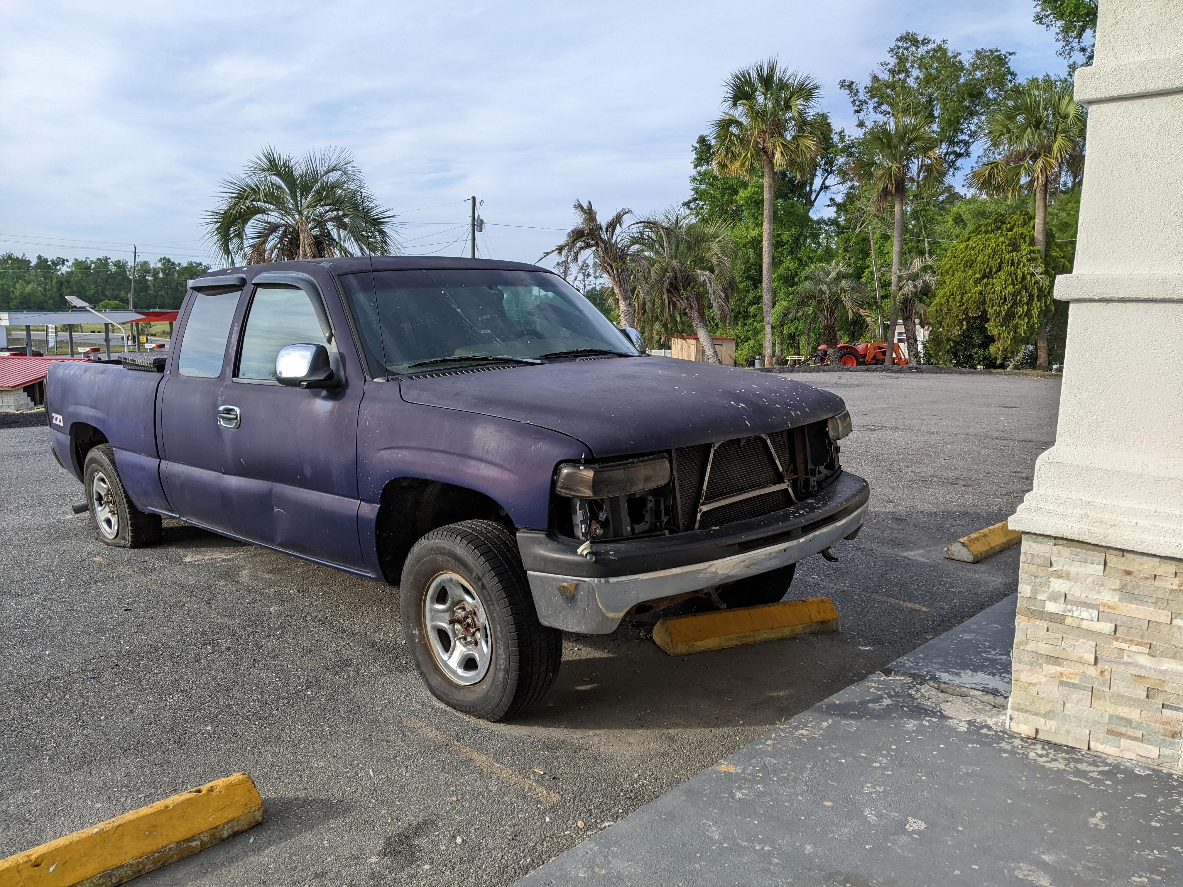 Truck in front parking area.