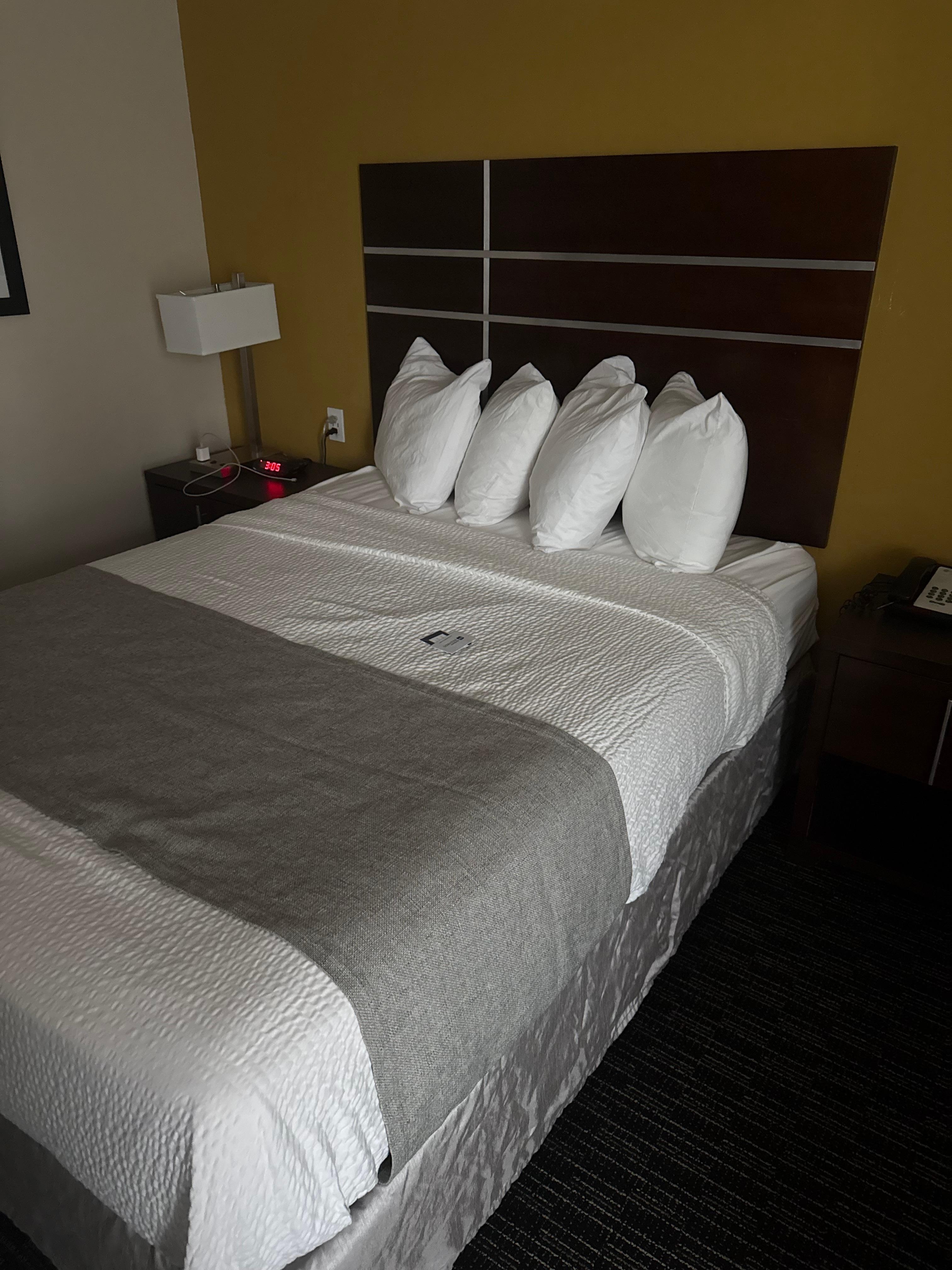 Awesome bed with extra pillows