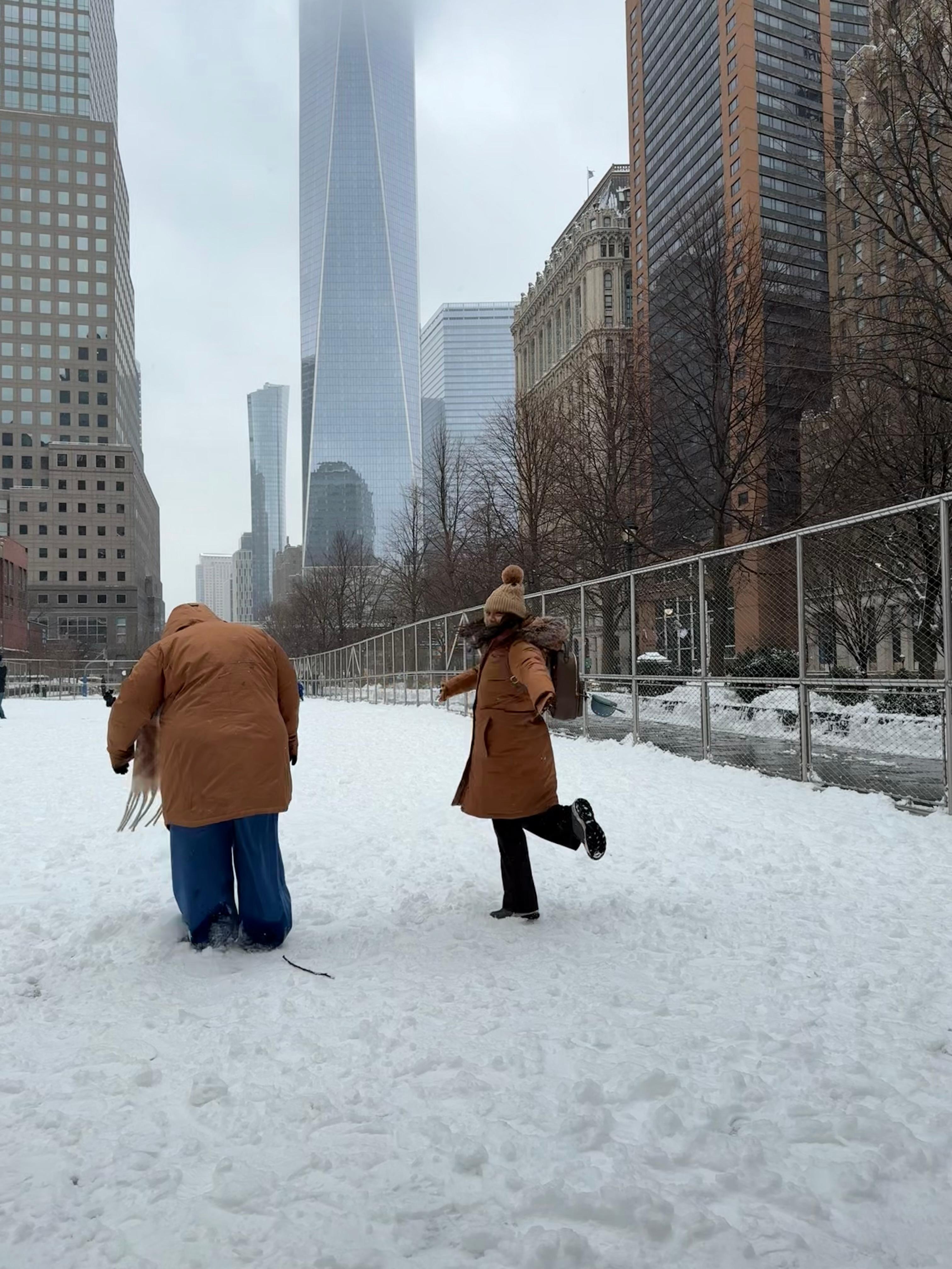 Park in front of hotel that was fun to enjoy the snow!