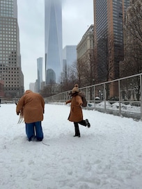 Park in front of hotel that was fun to enjoy the snow!