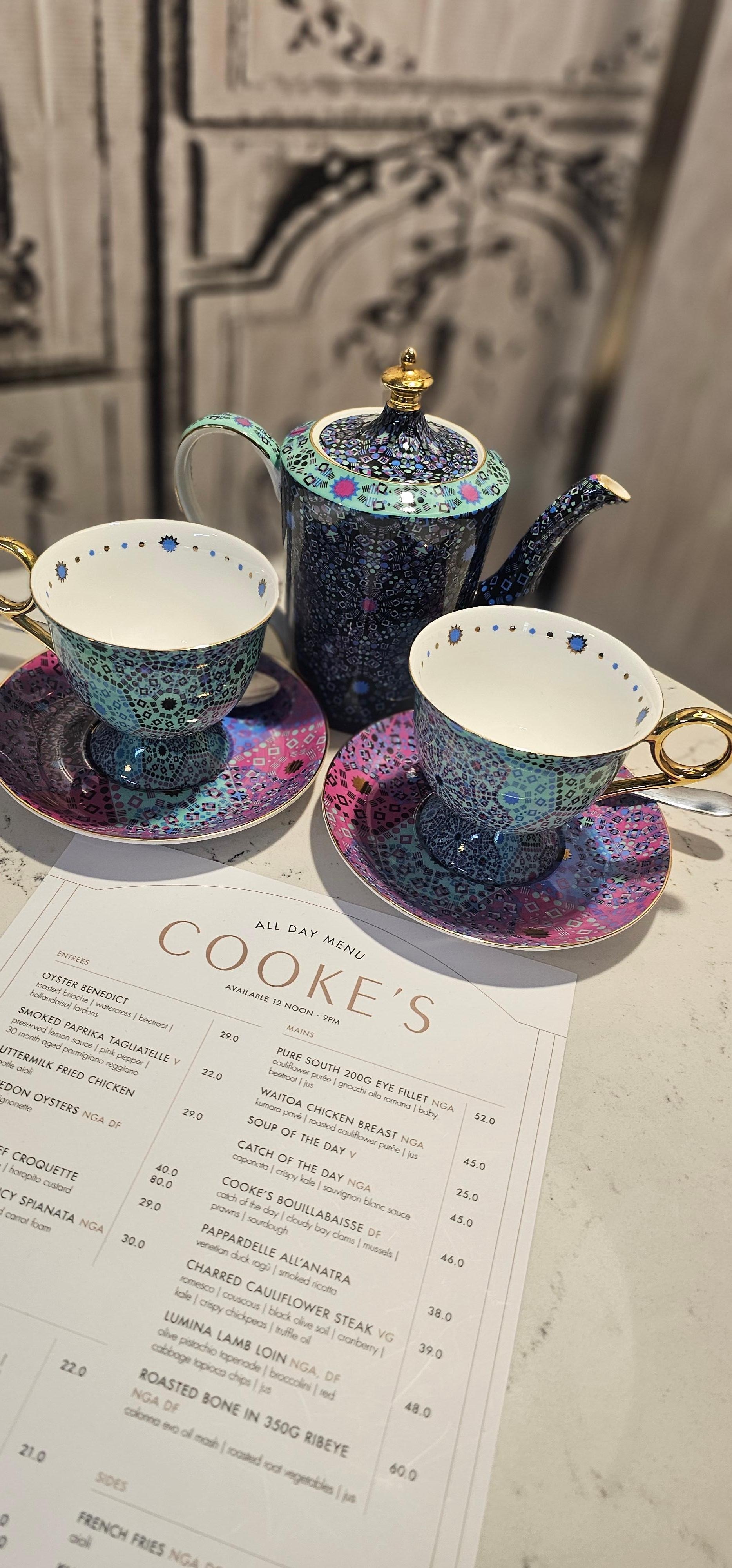 Beautiful teacups to drink out of in the rooms