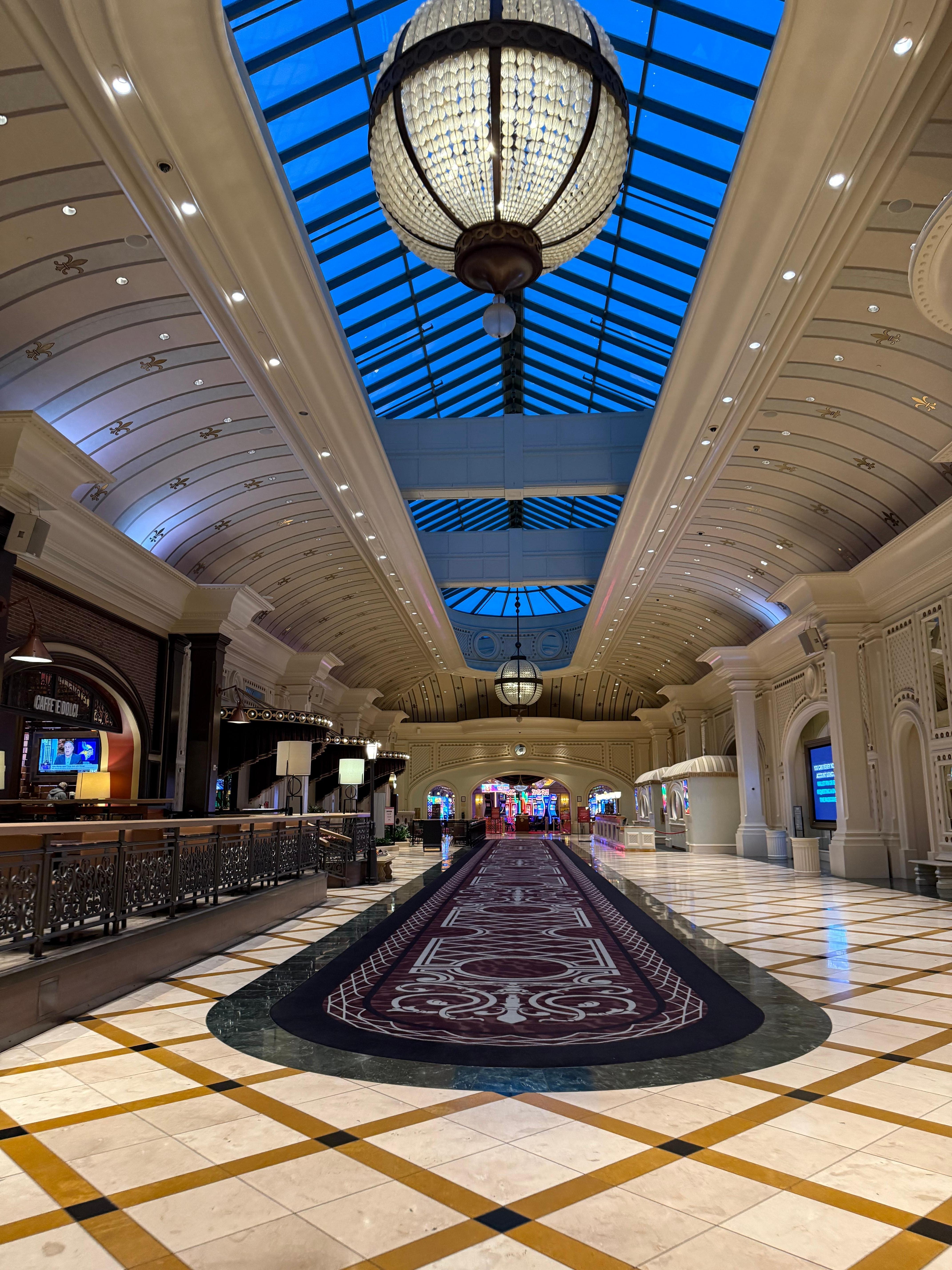 Halfway between the hotel and casino