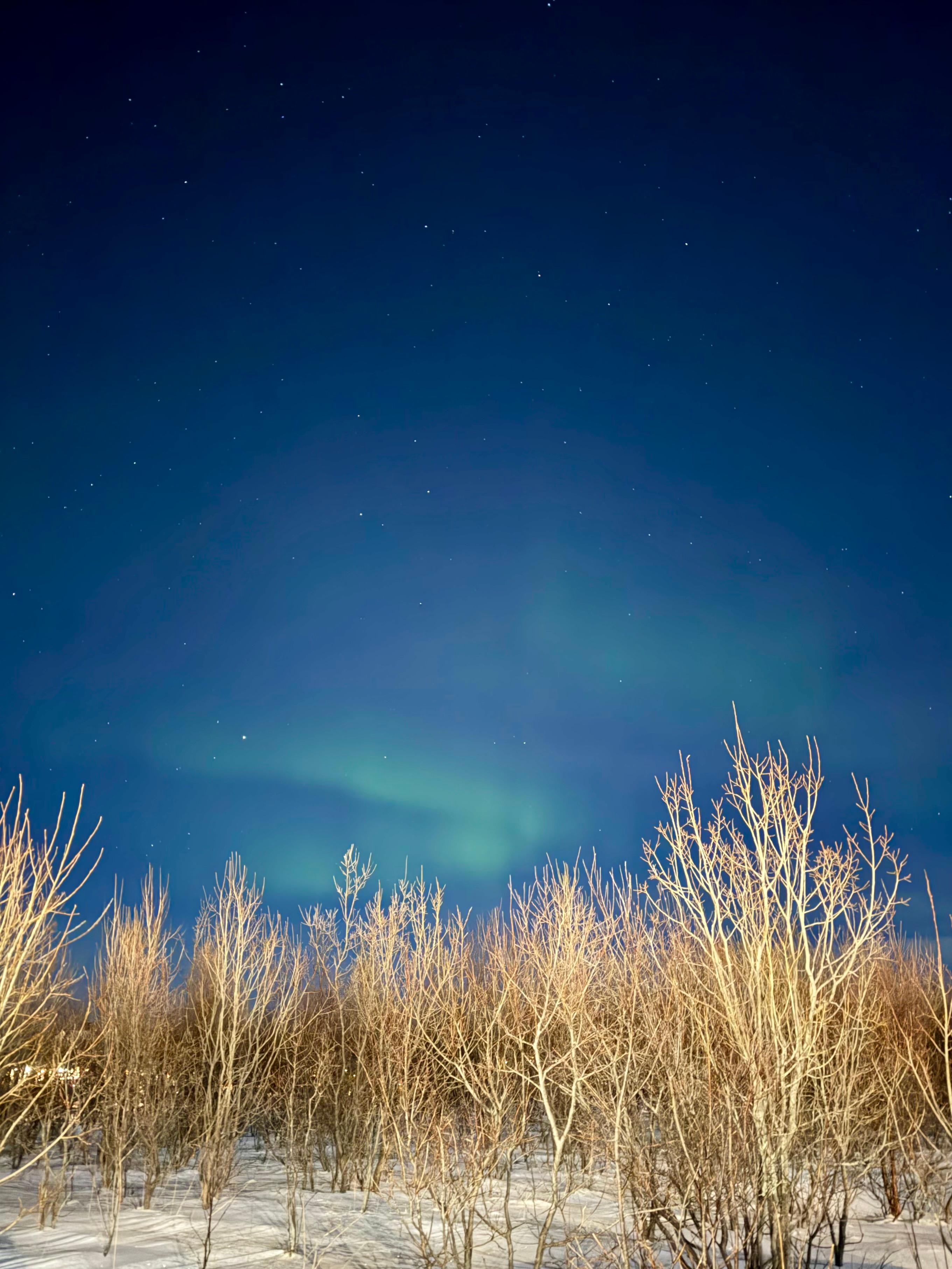 Northern Lights at hotel’s car park 