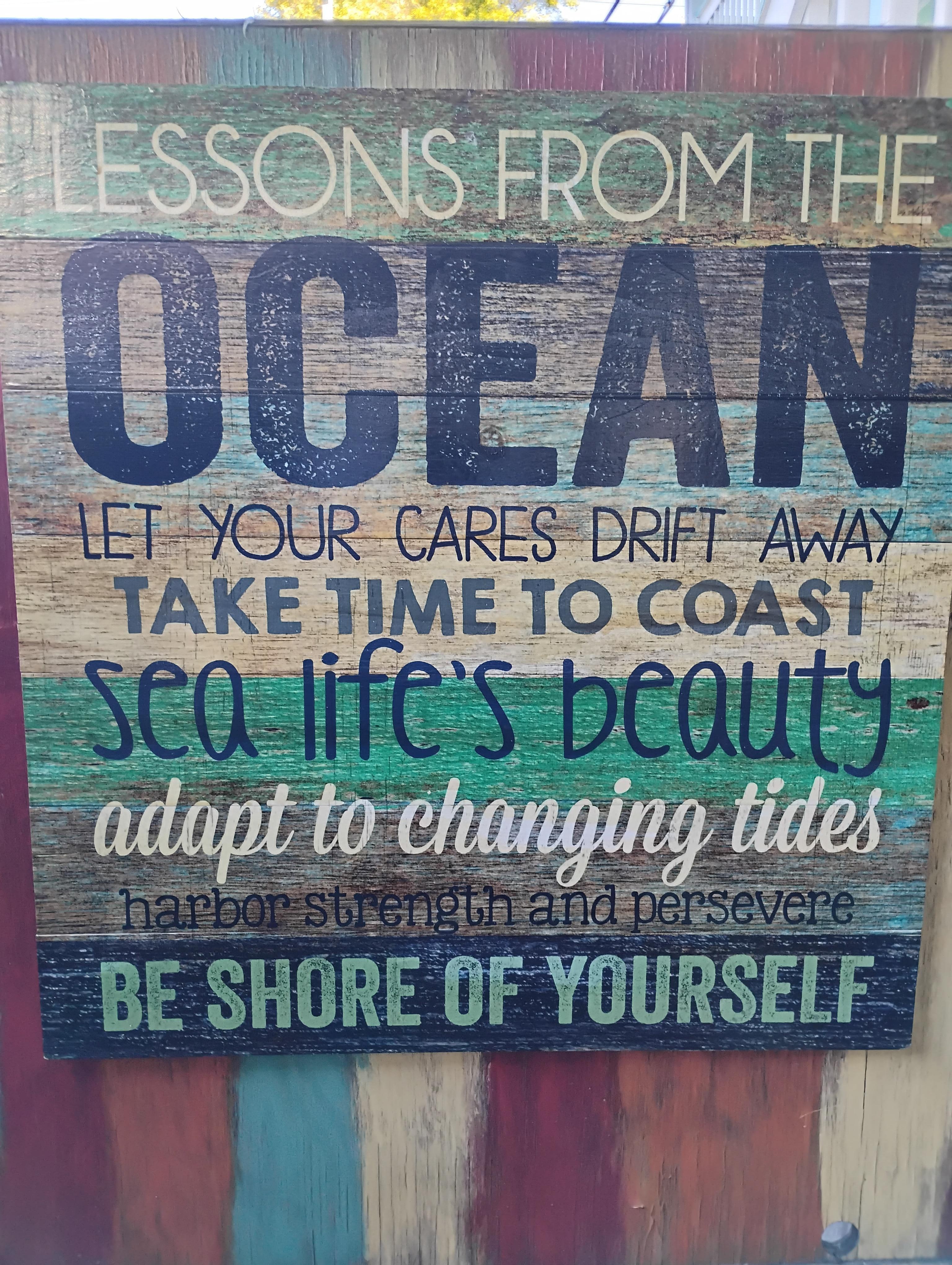 Sign in the eating area.