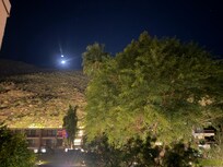 Mountains lit up at night
