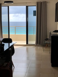 Balcony overlooks top of villas so you have to strategically sit for the incredible view.