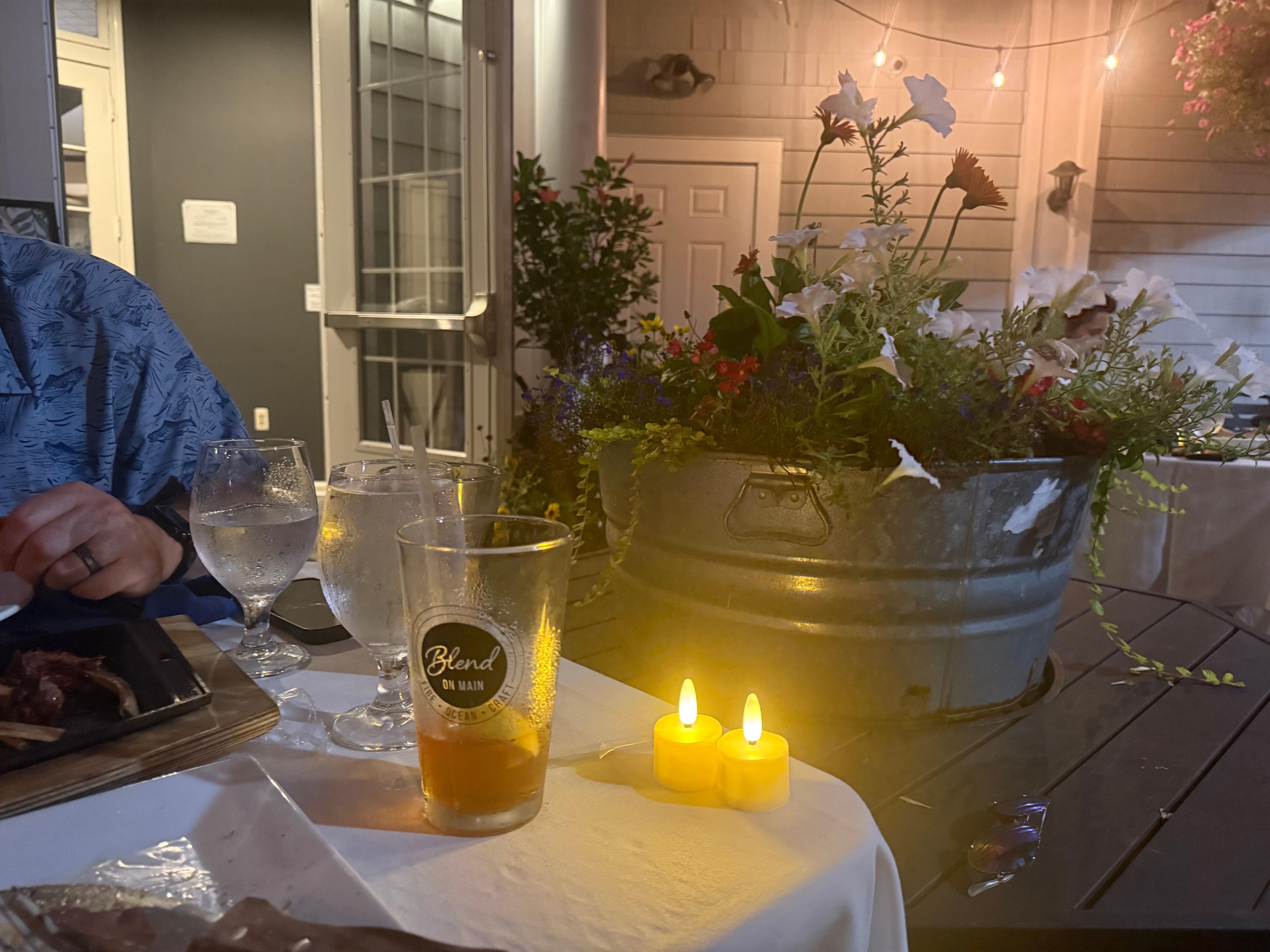Our table in the back courtyard of the attached restaurant. Great ambiance, food and service!