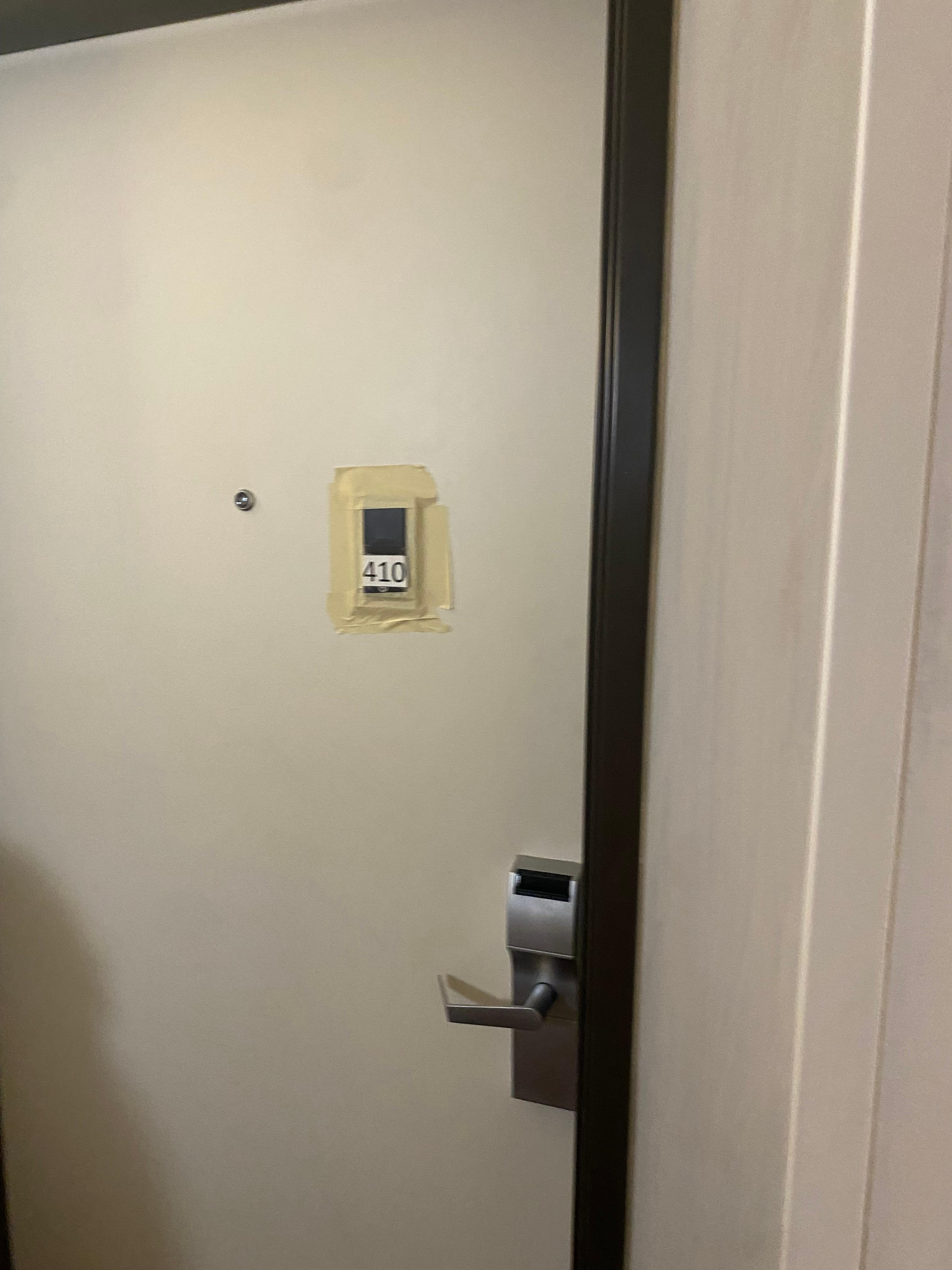 Tape on rooms numbers 