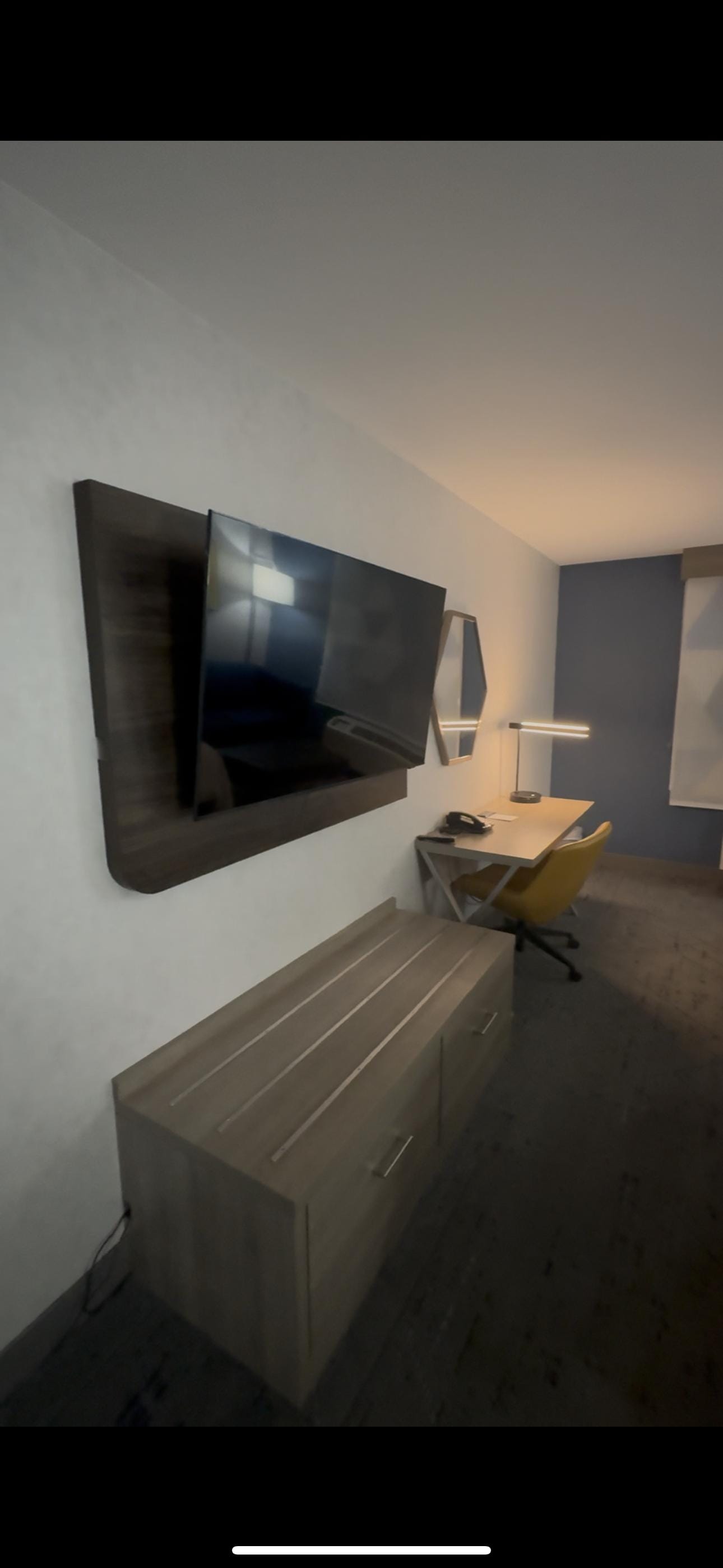 We didn’t use the TV but it’s a nice size and in the wall and which is nice