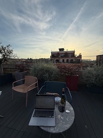 The terrace at sunset