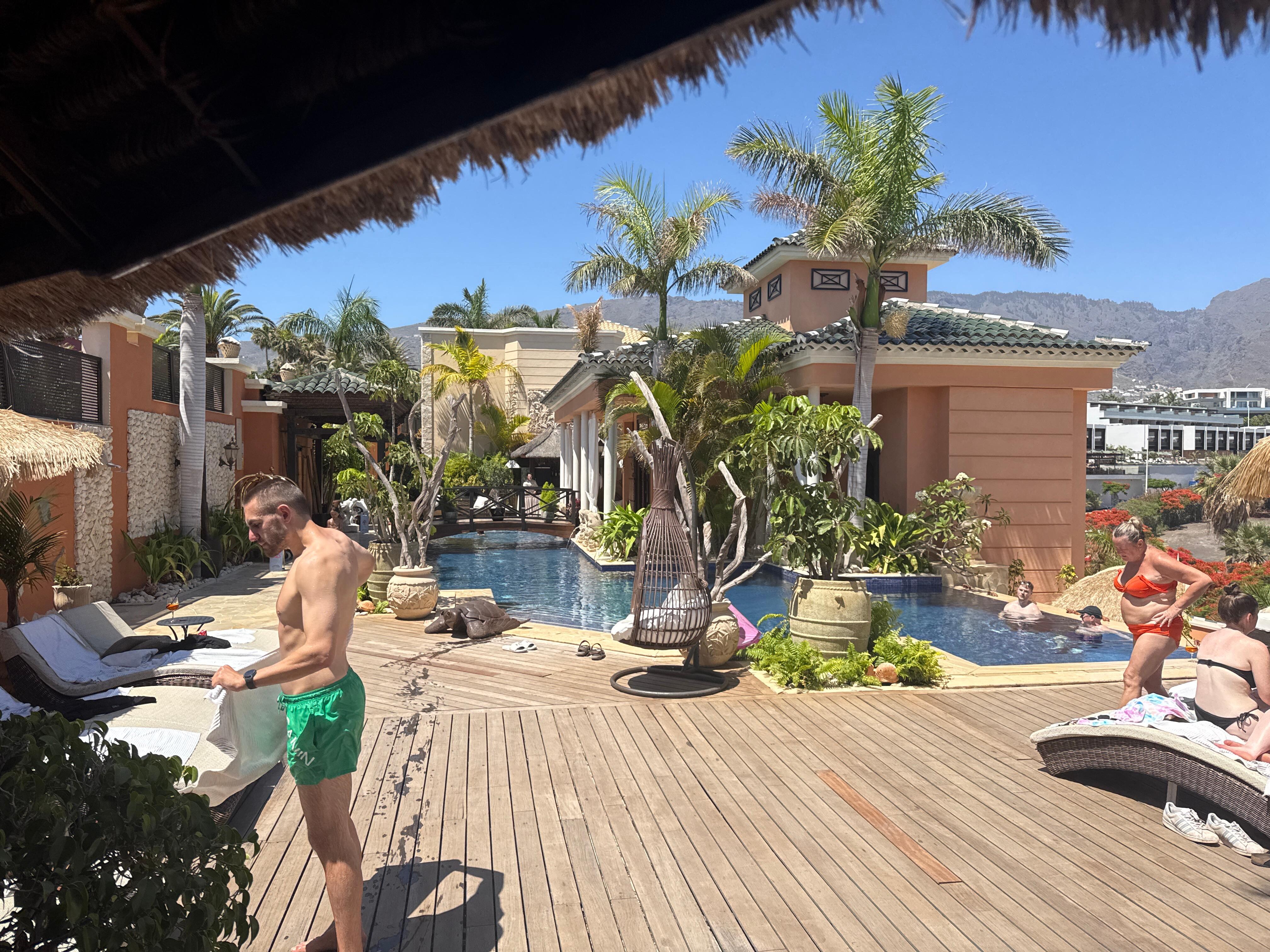 This is a picture of the main pool just before we left. This is changeover day, so more people than usual.