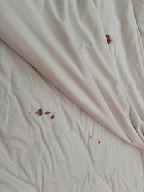 The bedding had old blood in it