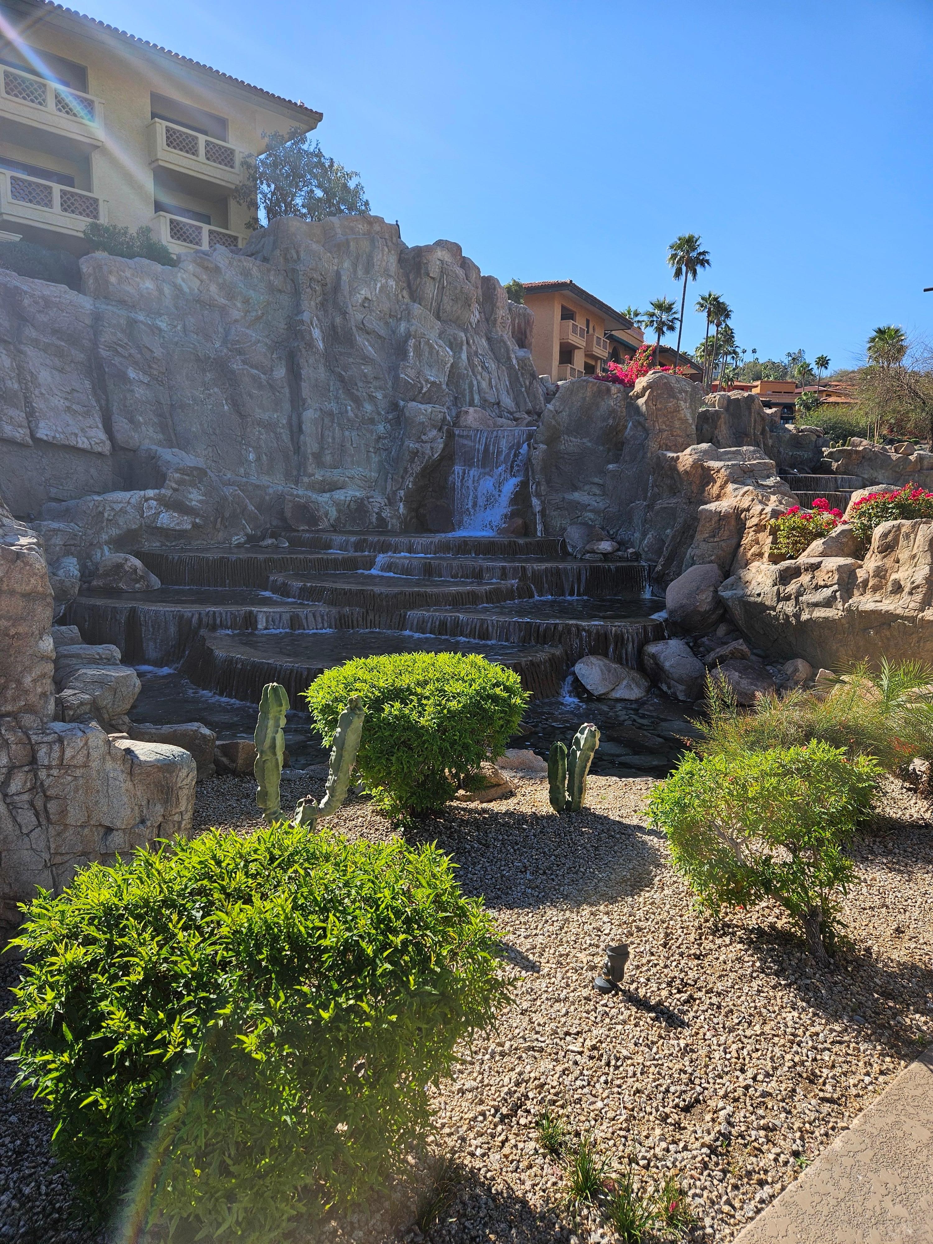 waterfall at pool area