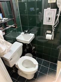 World’s smallest sink and it’s tucked behind the toilet