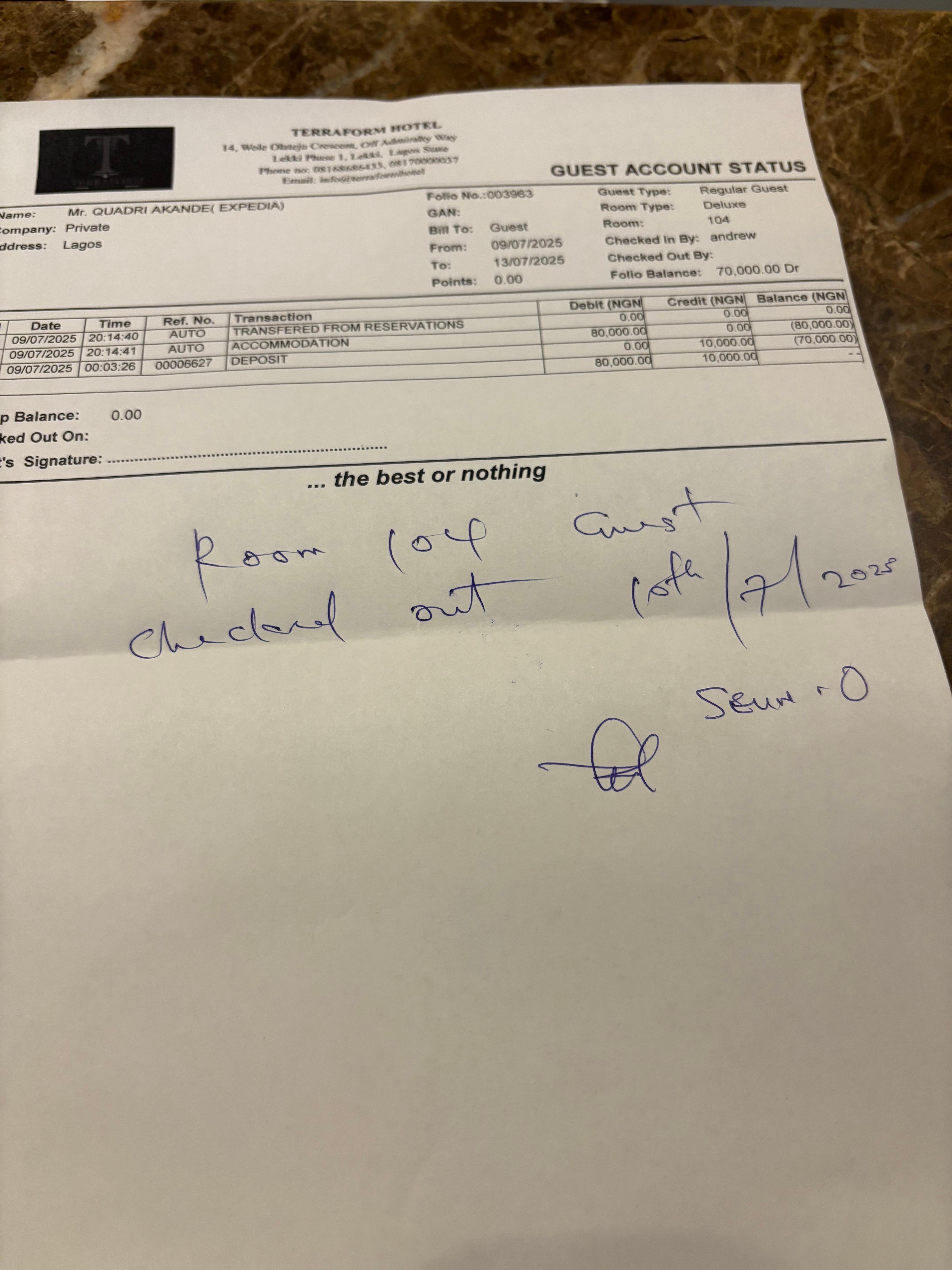 Here’s the checkout slip that was issued to me