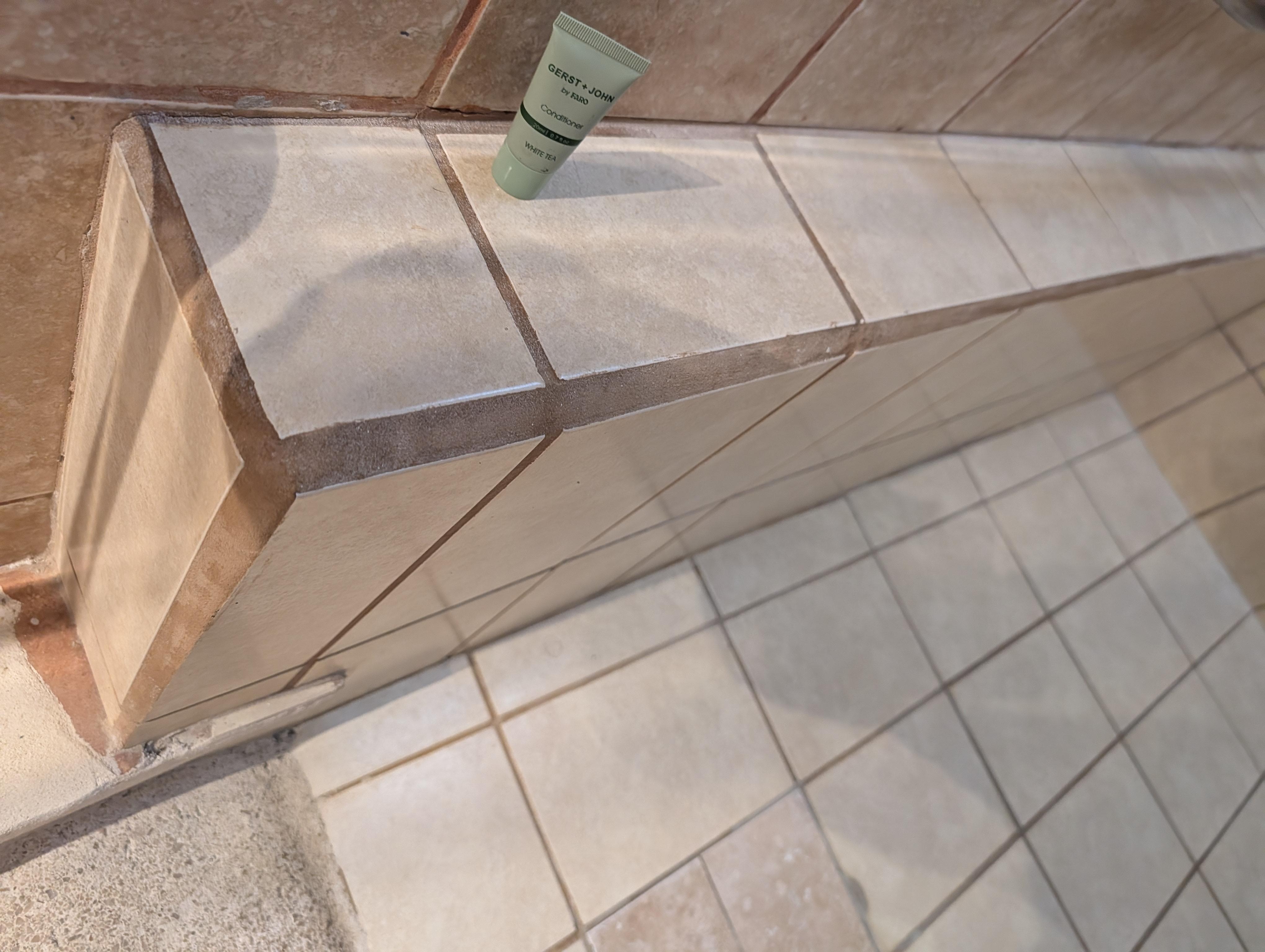 The shower barely drained. It would fill up and it's just a little hump there that if you didn't take a quick shower it would flood the bathroom