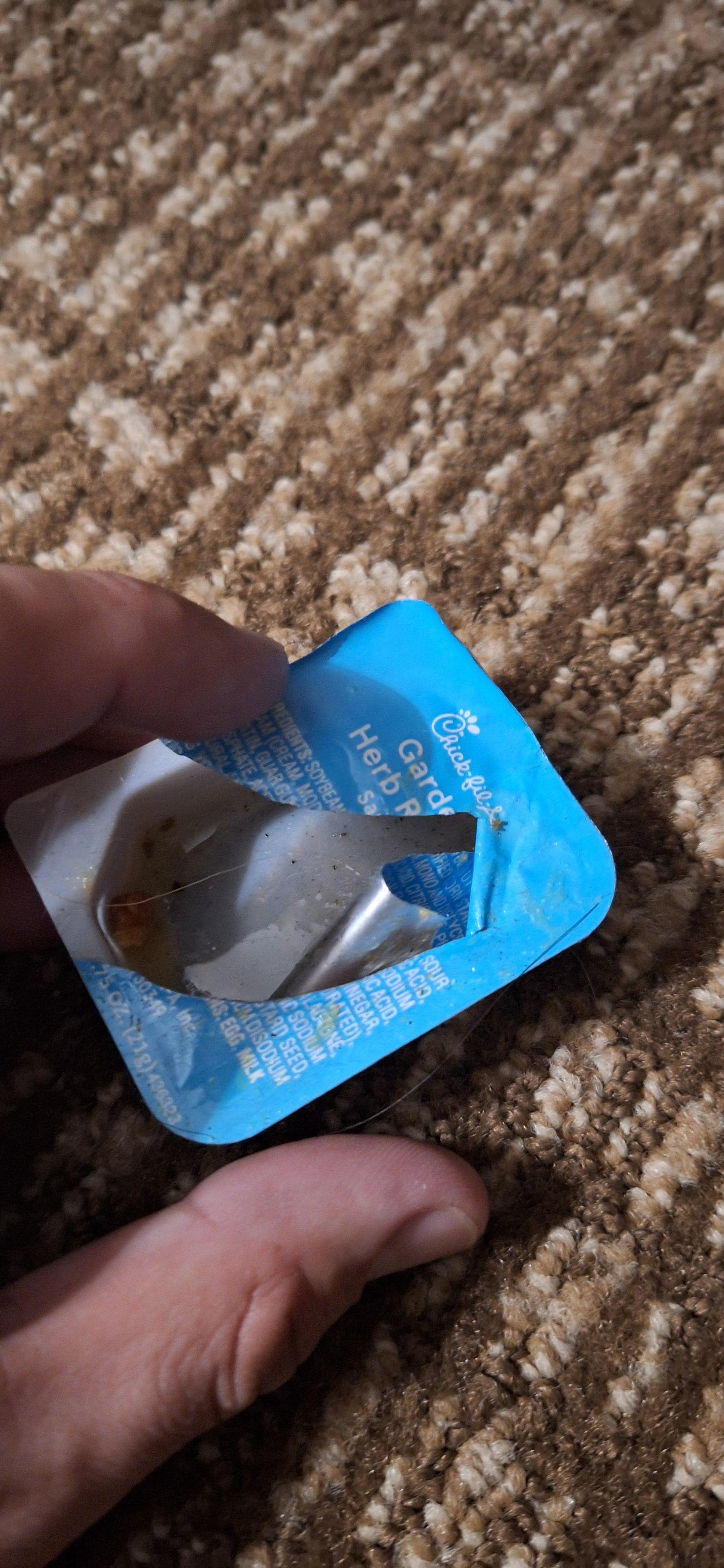 Found sauce packets and other trash stuffed into the pull-out couch. 