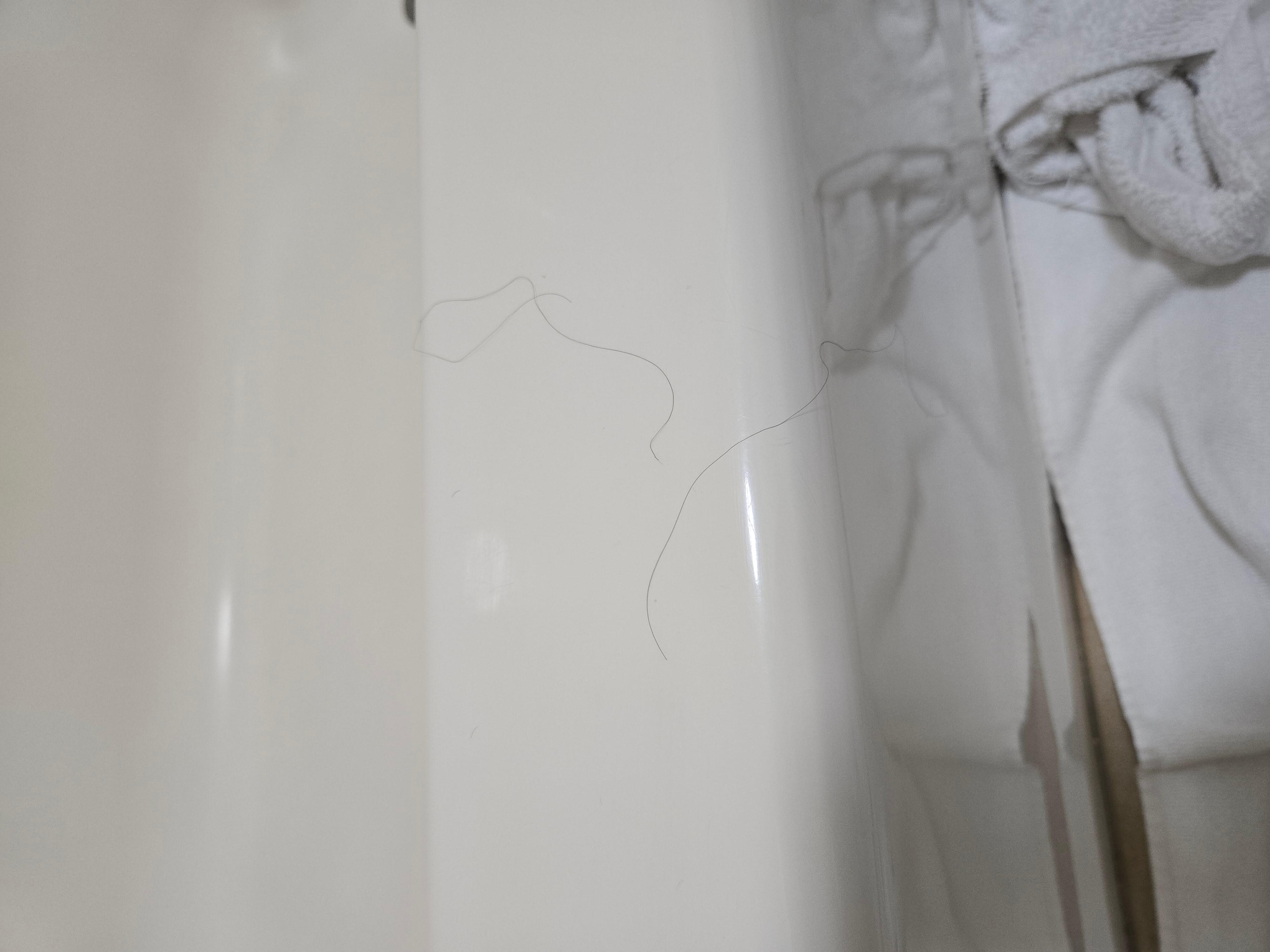 Long hair on the tub...I barely have any hair so I knew it wasn't mine.