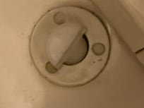 Up close of Snapped Bolt. There was no Way to Miss this when Cleaning the Toilet (if it was cleaned)
