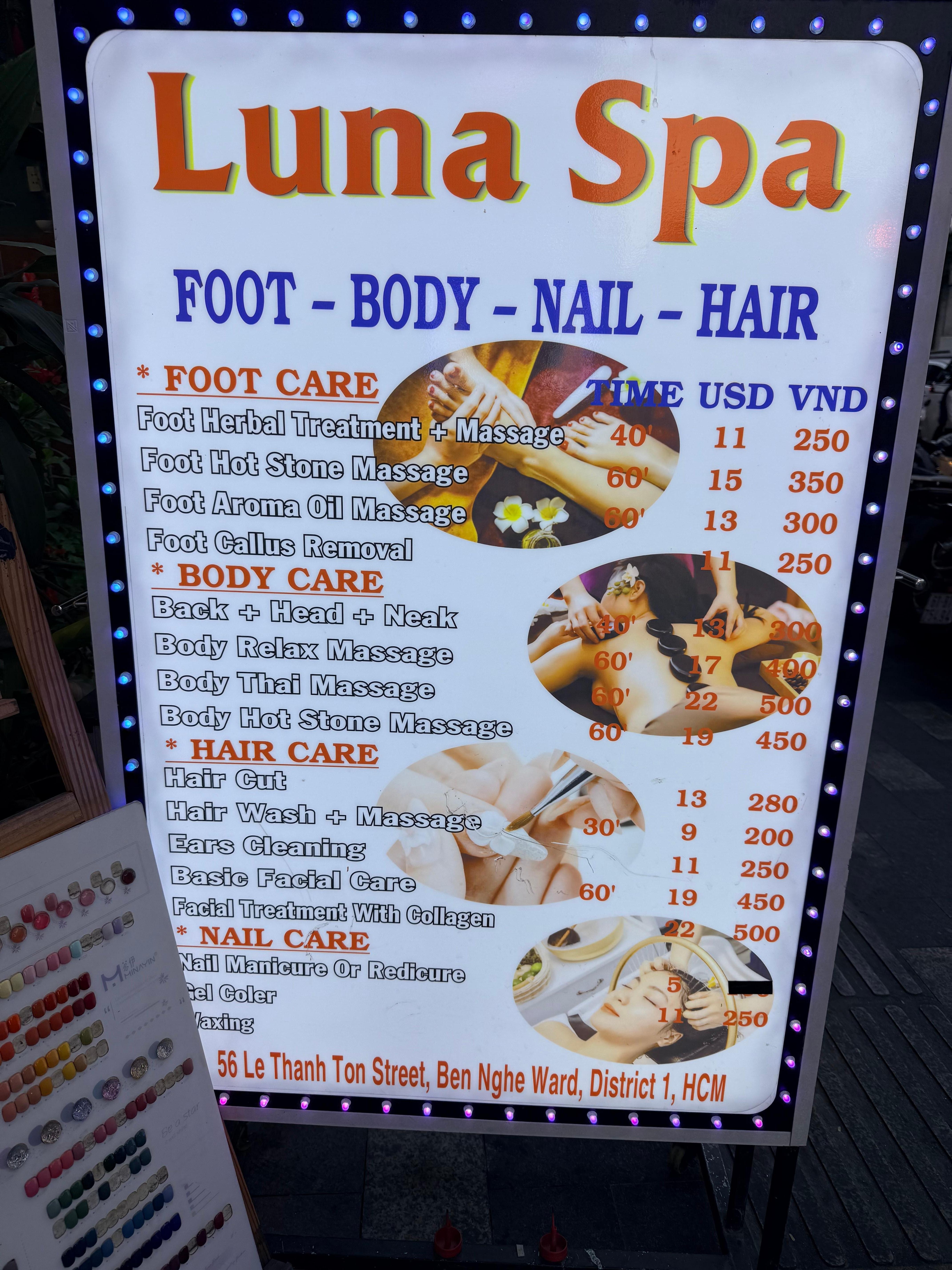 So nice to have a massage place 3 doors from the gotel. 