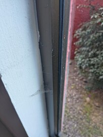 Telarañas en la ventana que dijeron que mandarían a limpiar y nunca llegó nadie a hacerlo.