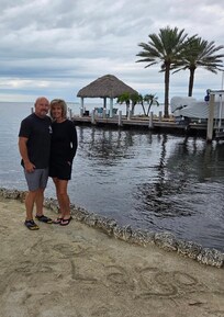 At the private beach