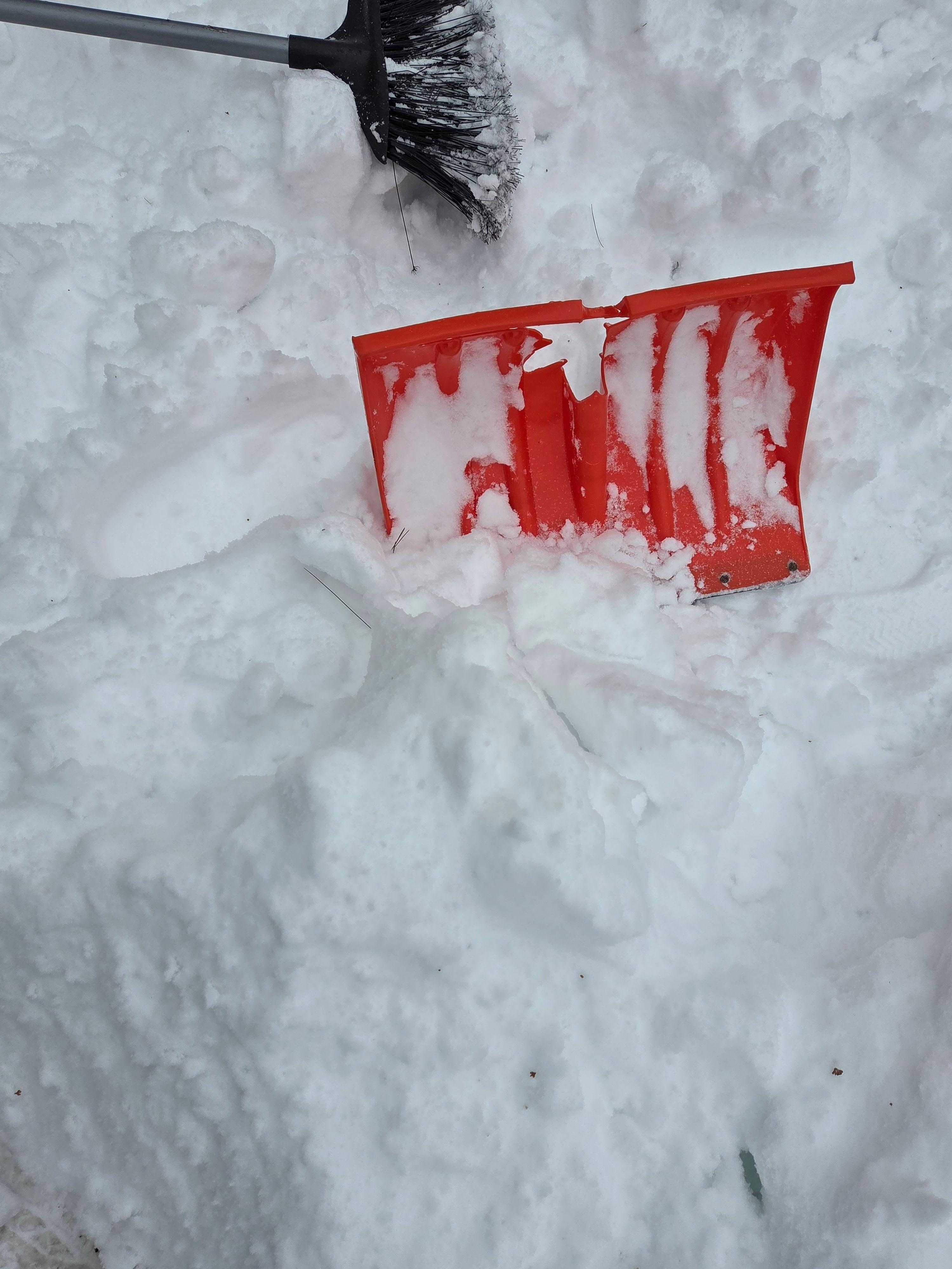 Here's the broken shovel that was provided by the hotel. 