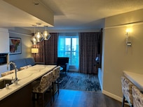 Living area and kitchen