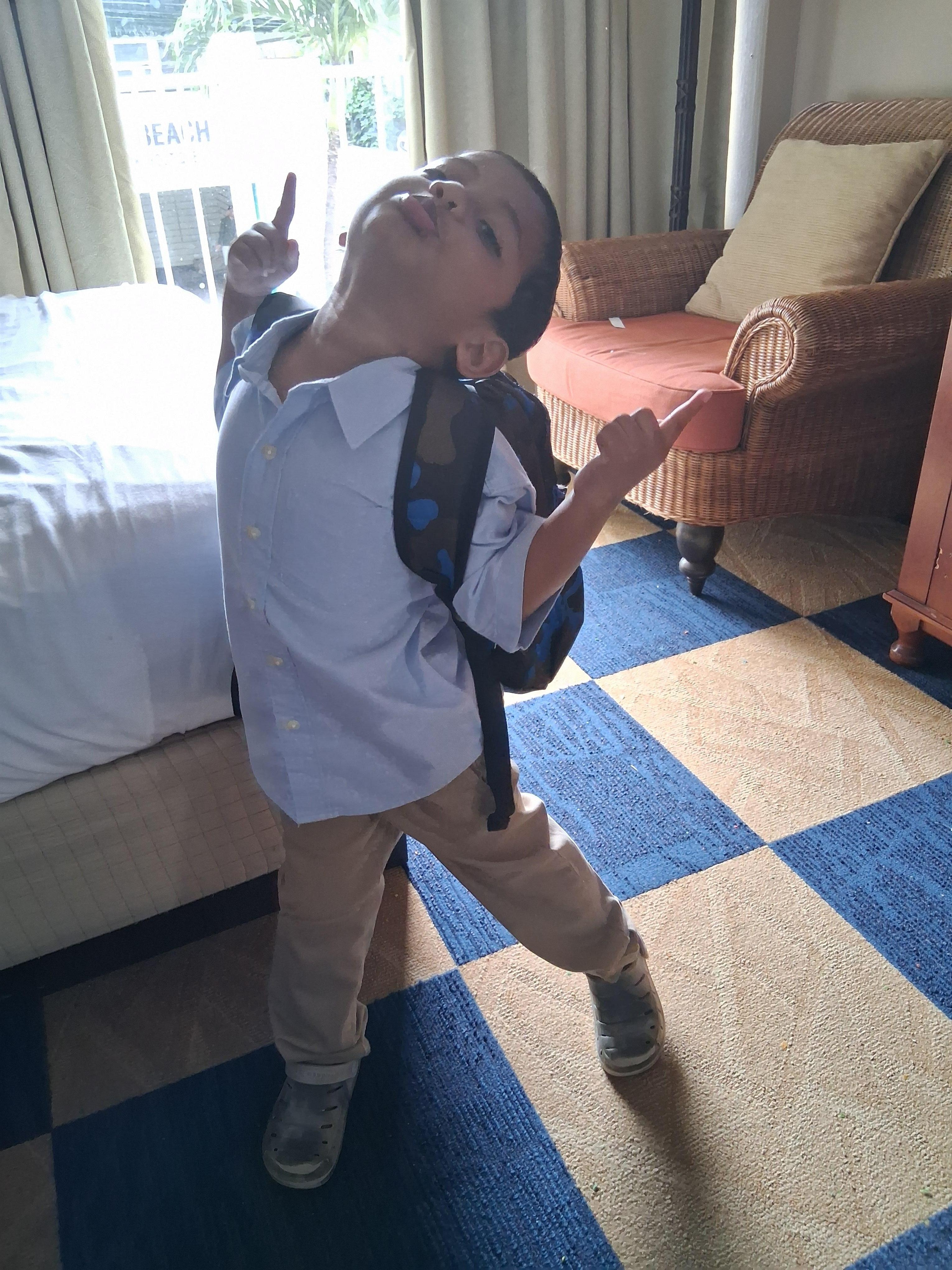 My son was enjoying his stay.