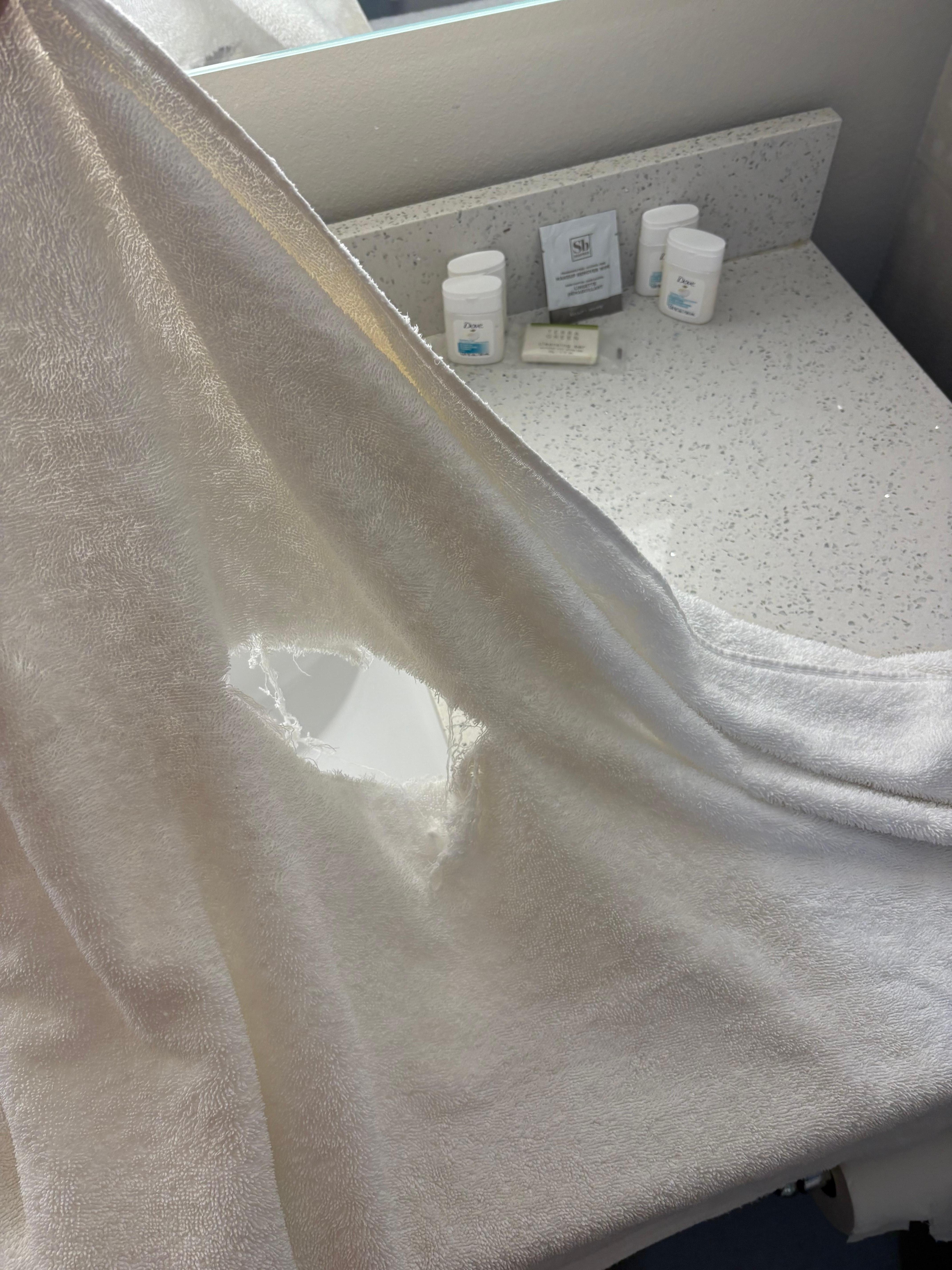 Hole in the bathroom towel