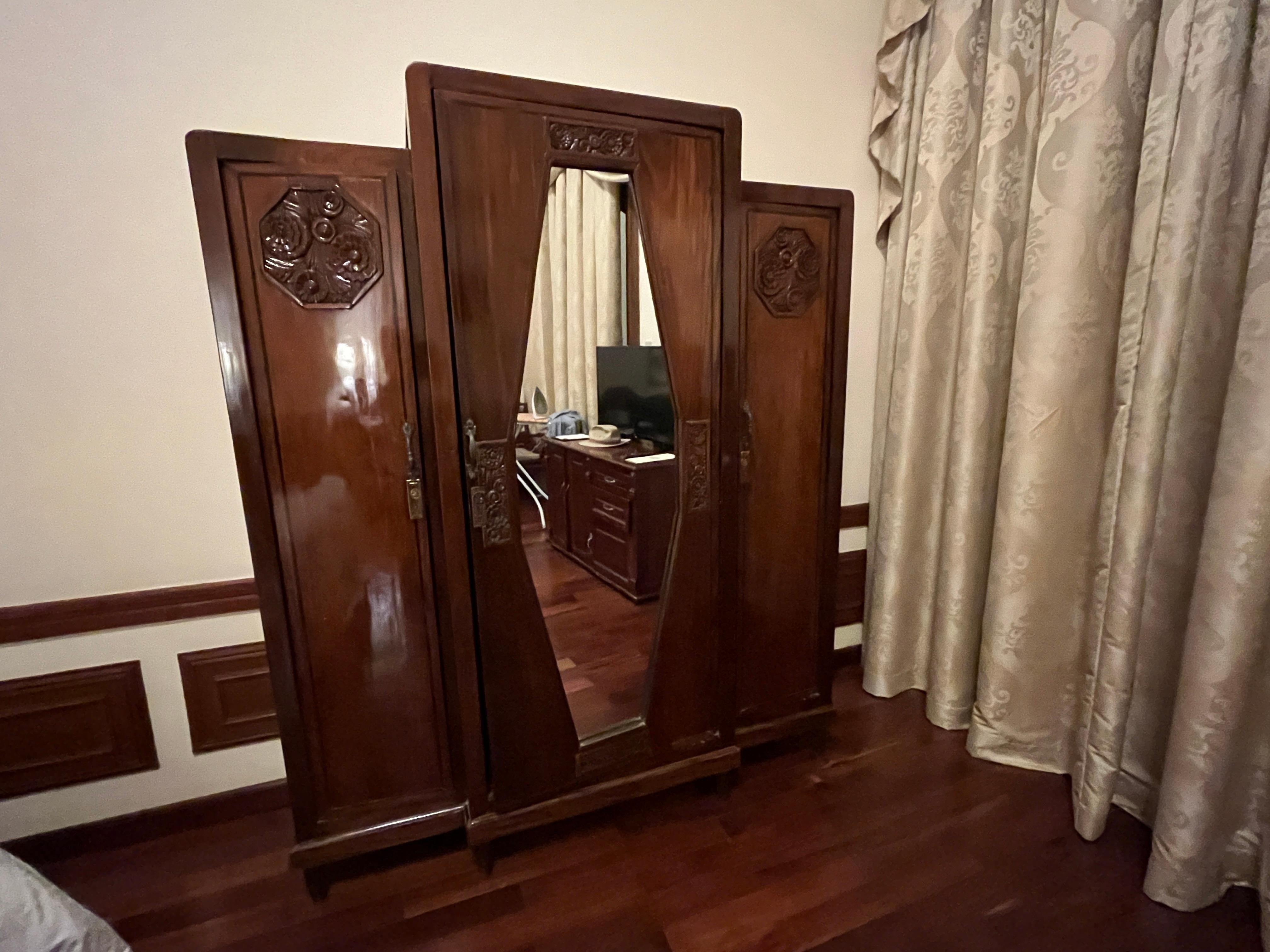 a solid wooden wardrobe