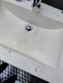 Cig burn and stains.