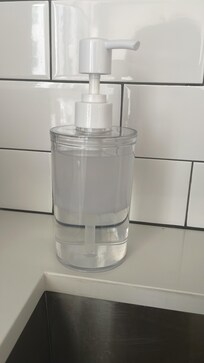 2 layered hand soap in the kitchen