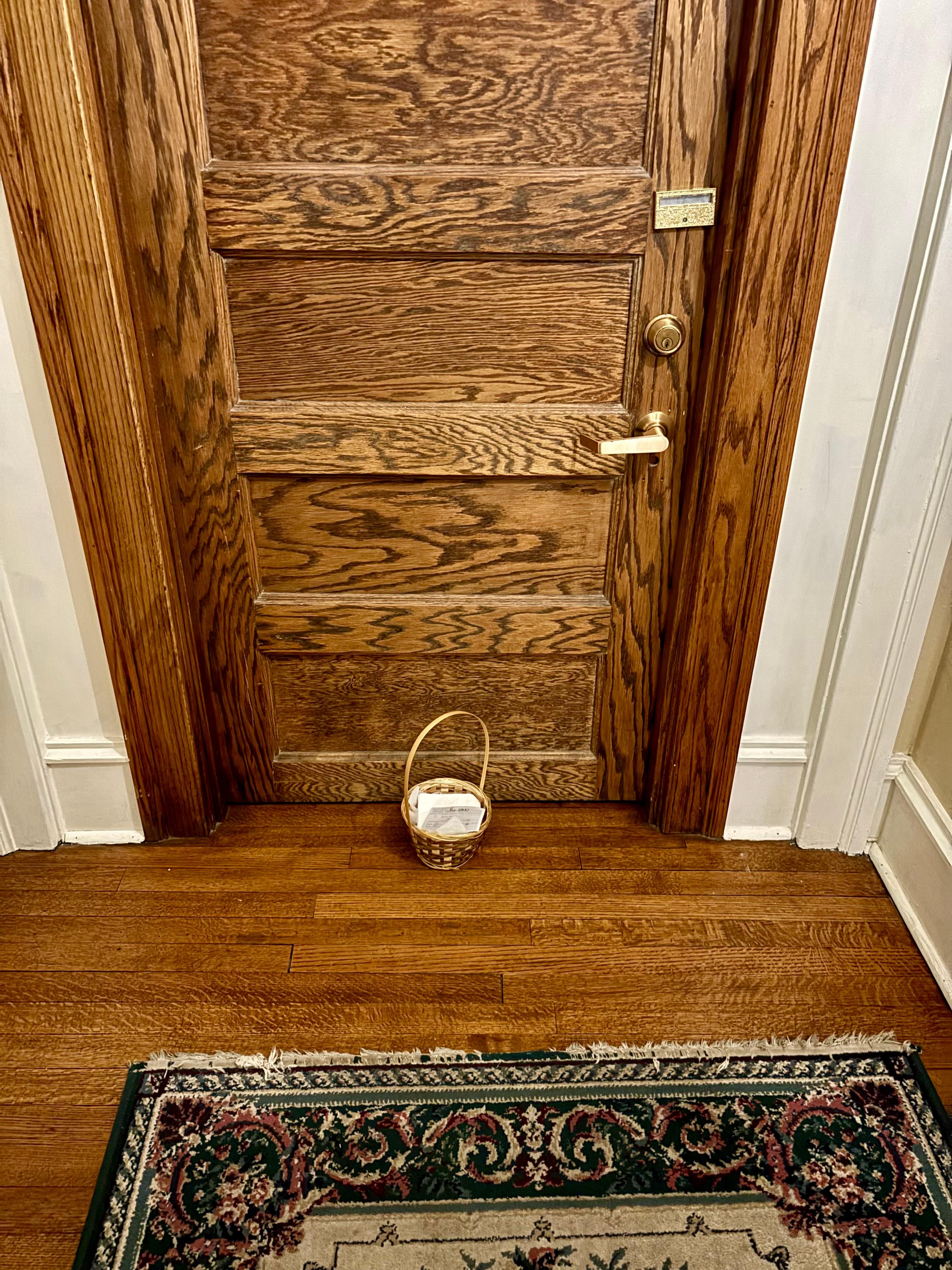 A basket of lemon white chocolate chip cookies waiting for us upon our return Saturday night.