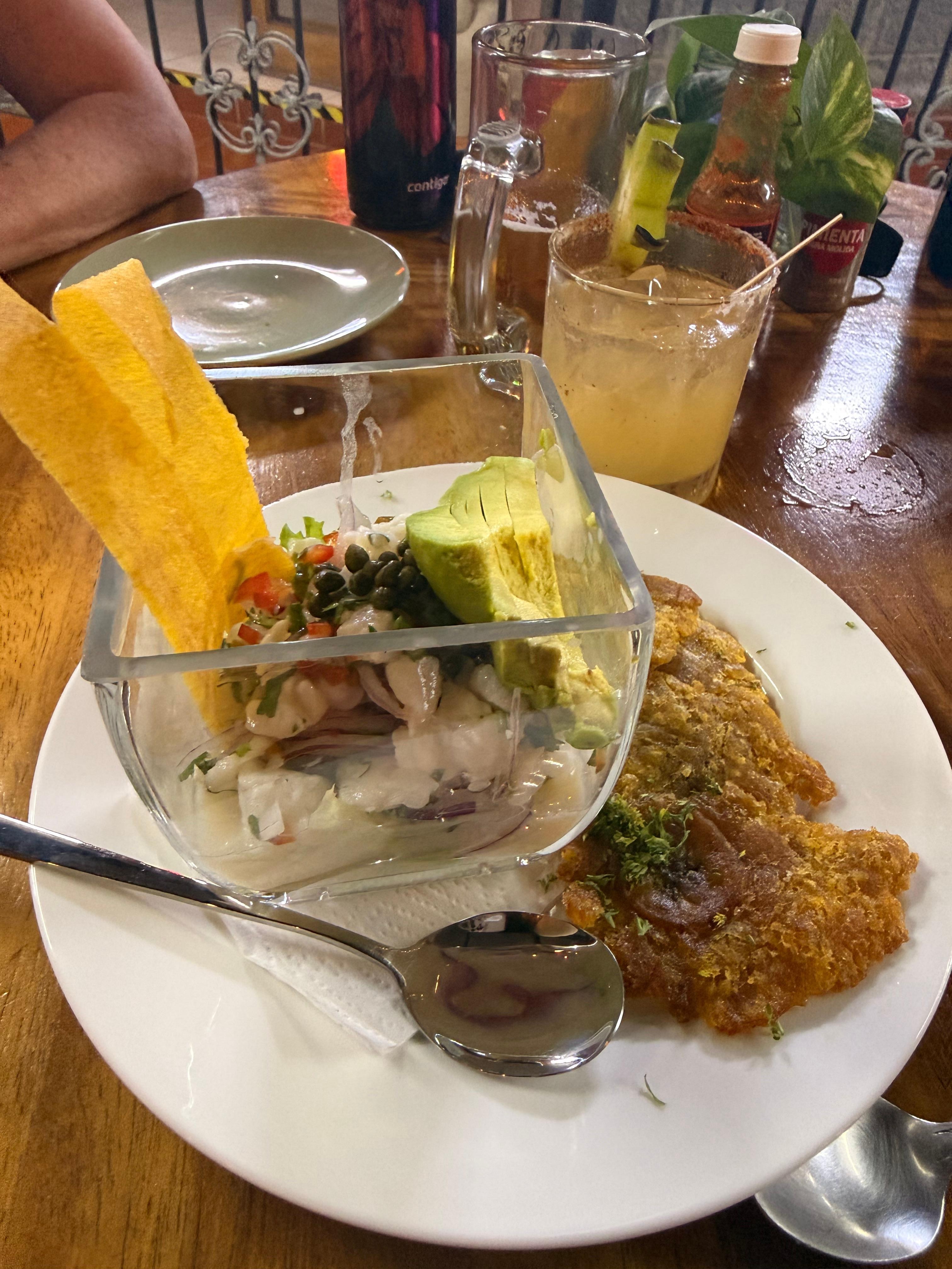 The ceviche and margarita were amazing