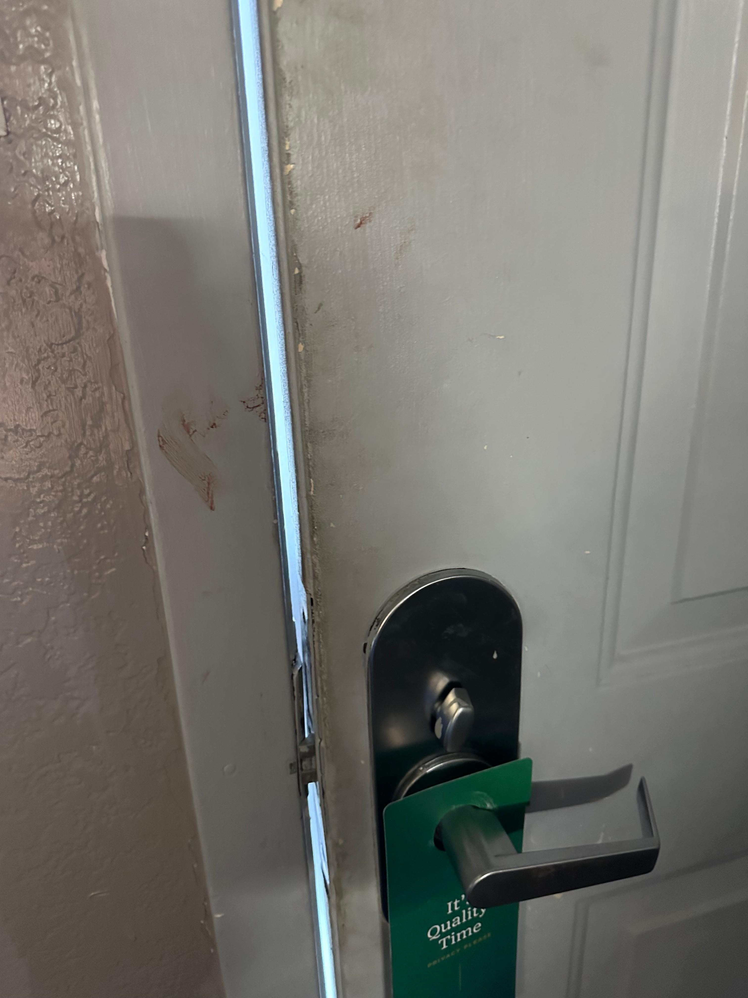 Blood smear on door 