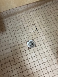 Broken bathroom tiles