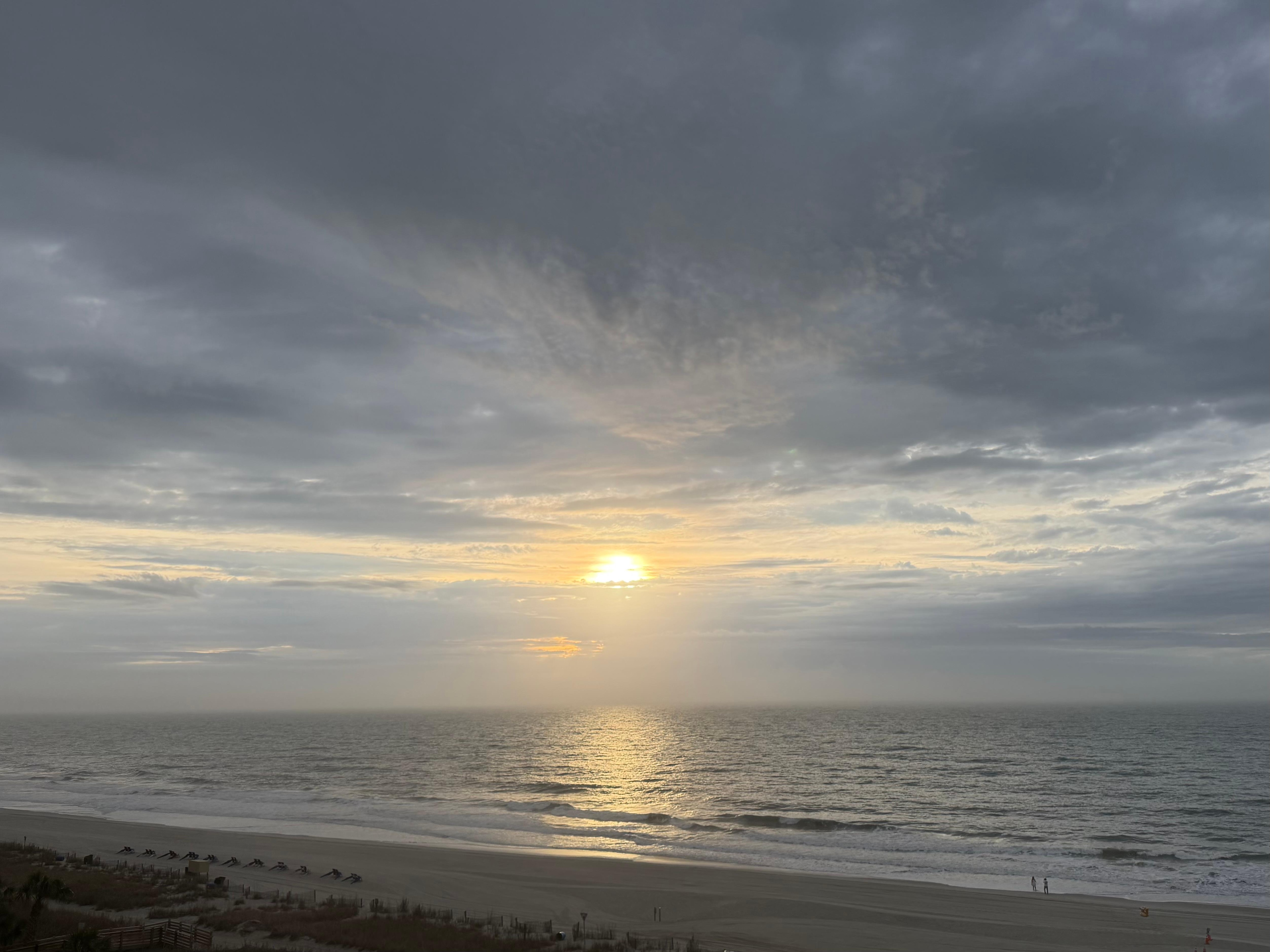 Sunrise from the balcony in the Ocean front room.