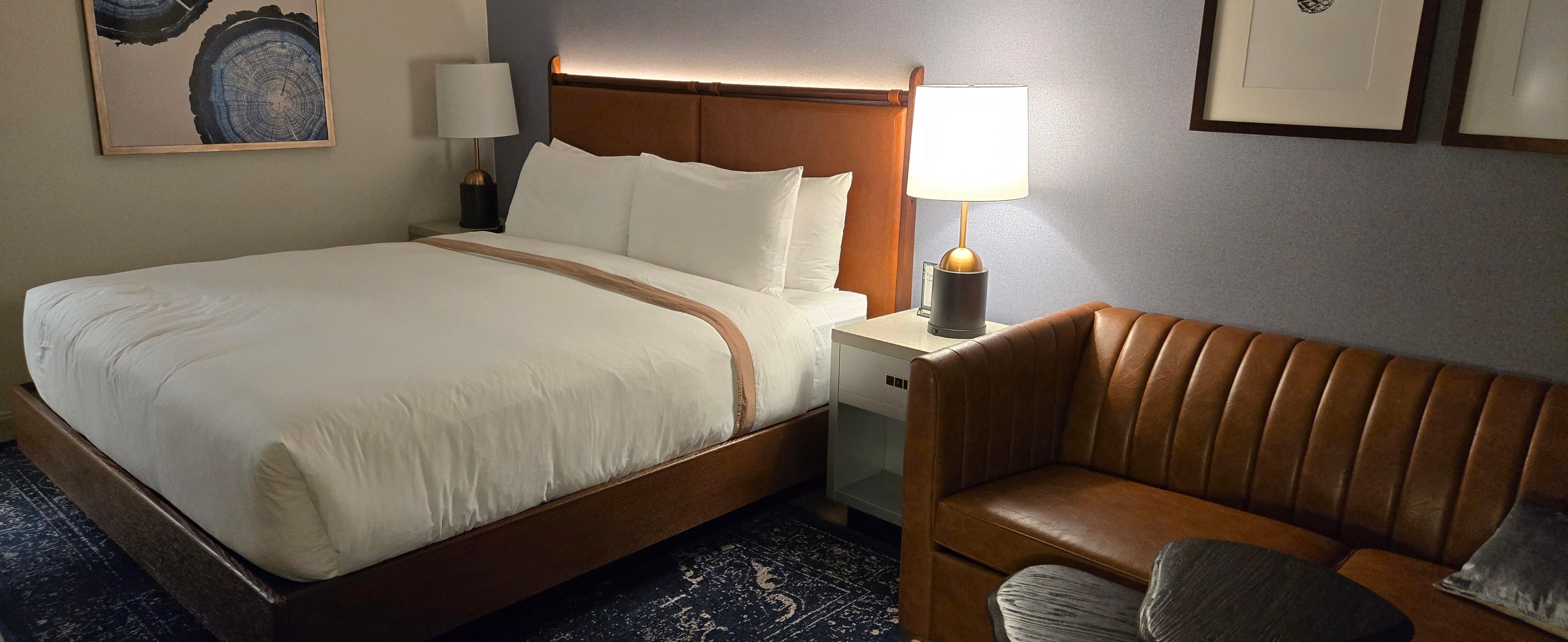 Comfortable bed and sitting area