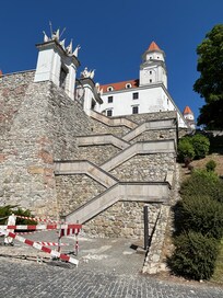 The Castle in Bratislava is a steep walk. But certainly worth a trip, evne though we never went in.
This is from beneath the last steps.